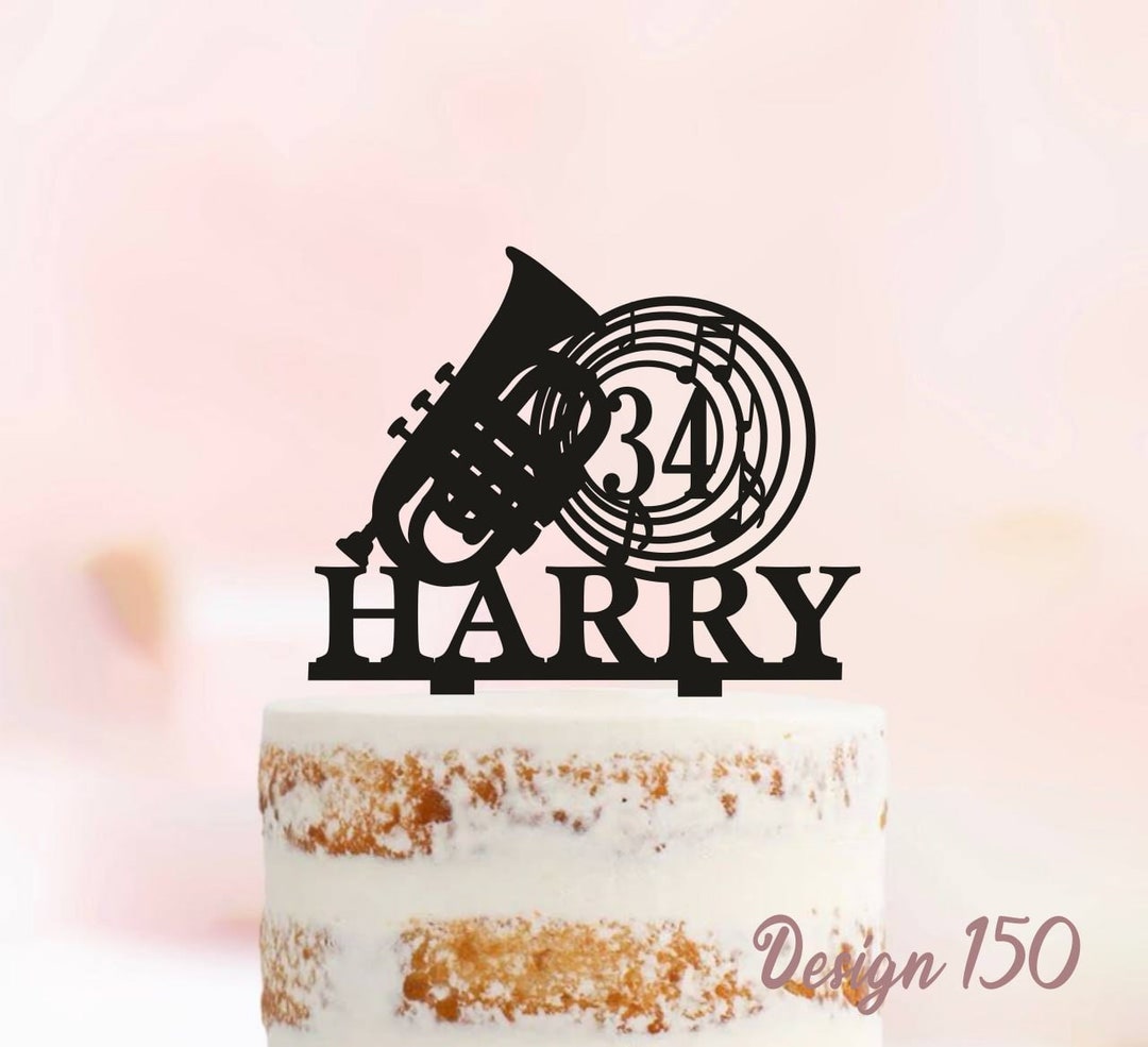 Tuba Birthday Cake Topper, Baritone Cake Topper, Music, Treble Clef ...