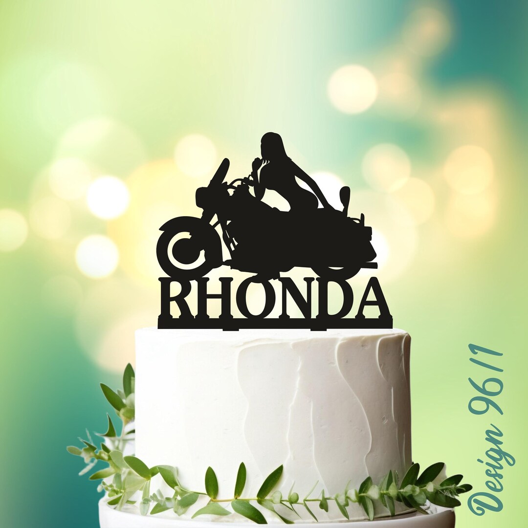 Female Rider Birthday Cake Topper, Motocycle Cake Topper, Birthday ...