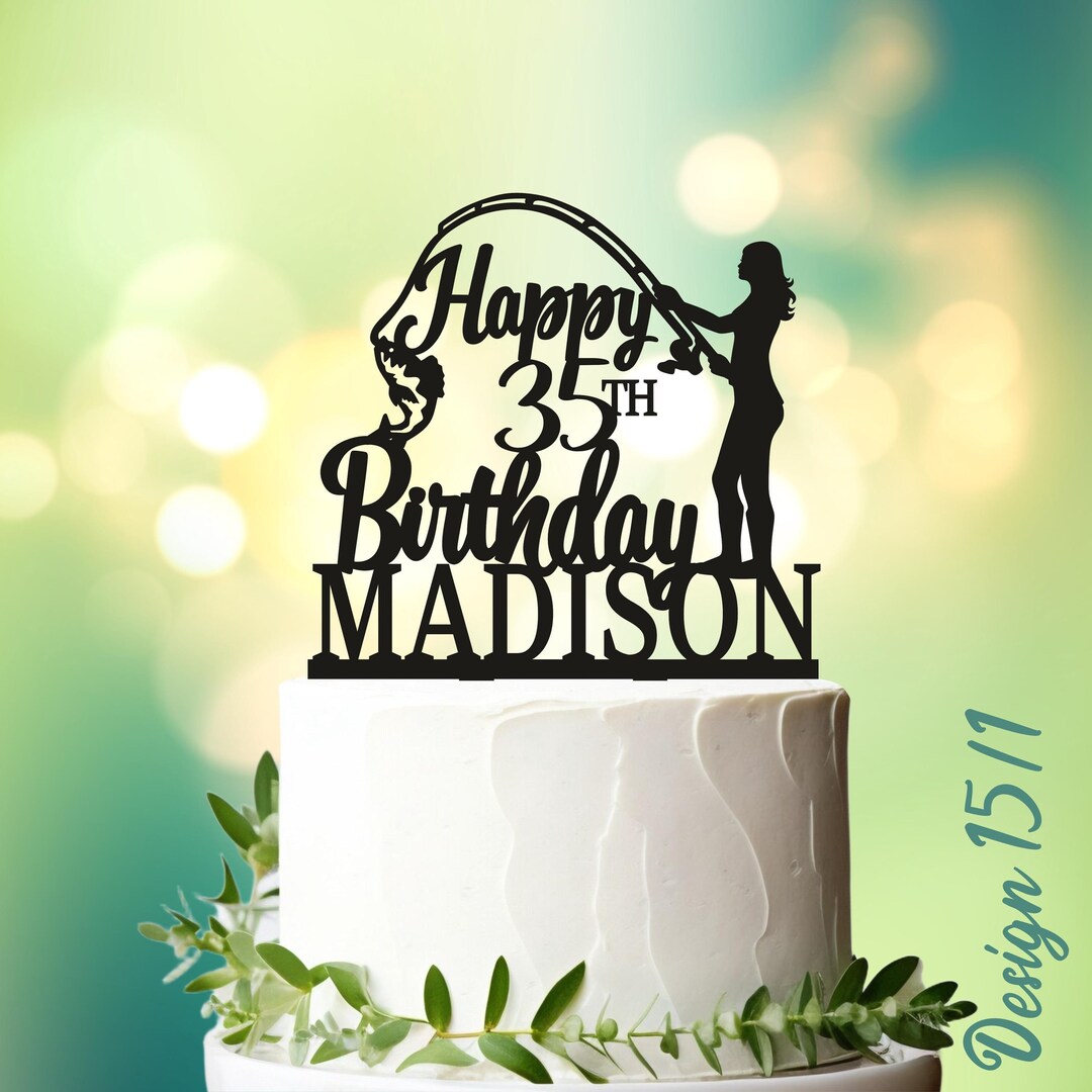 Fishing Birthday Cake Topper, Fisherman Cake Topper, Boating, Bass ...