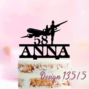 Flight Attendant Cabin Crew Airliner Birthday Cake Topper Decoration ...