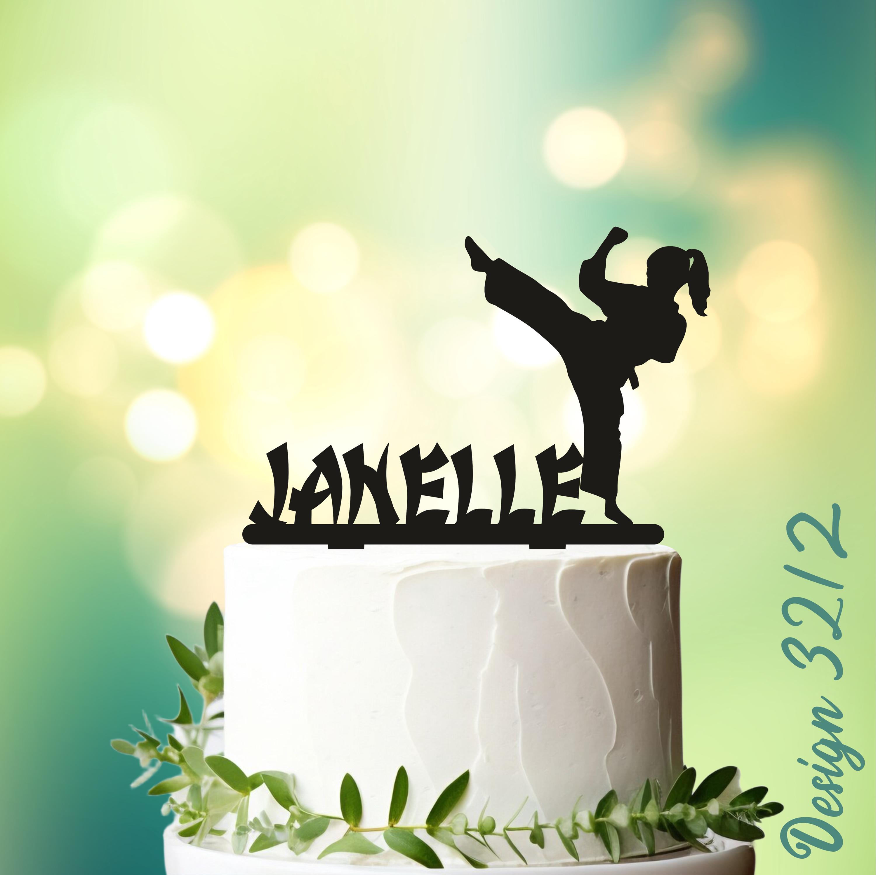 Female Karate Cake Topper, Martial Arts Cake Topper, Kicking Cake ...