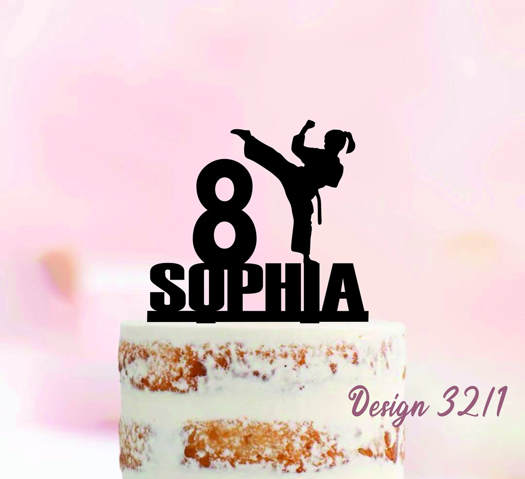 Female Karate Cake Topper, Martial Arts Cake Topper, Kicking Cake ...