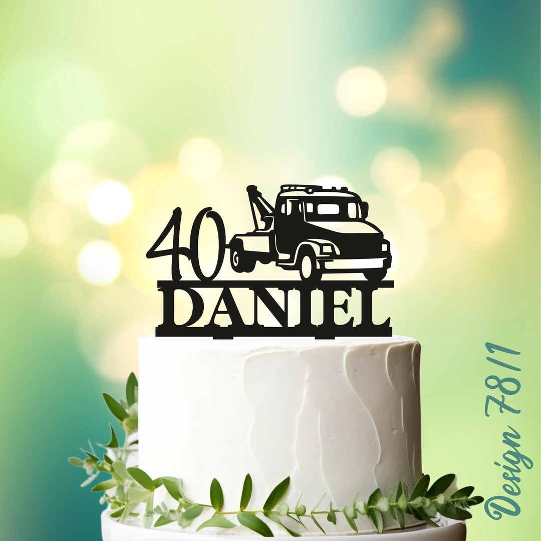 Tow Truck Cake Topper, Truck Driver Cake Topper, Trucker Cake Topper ...