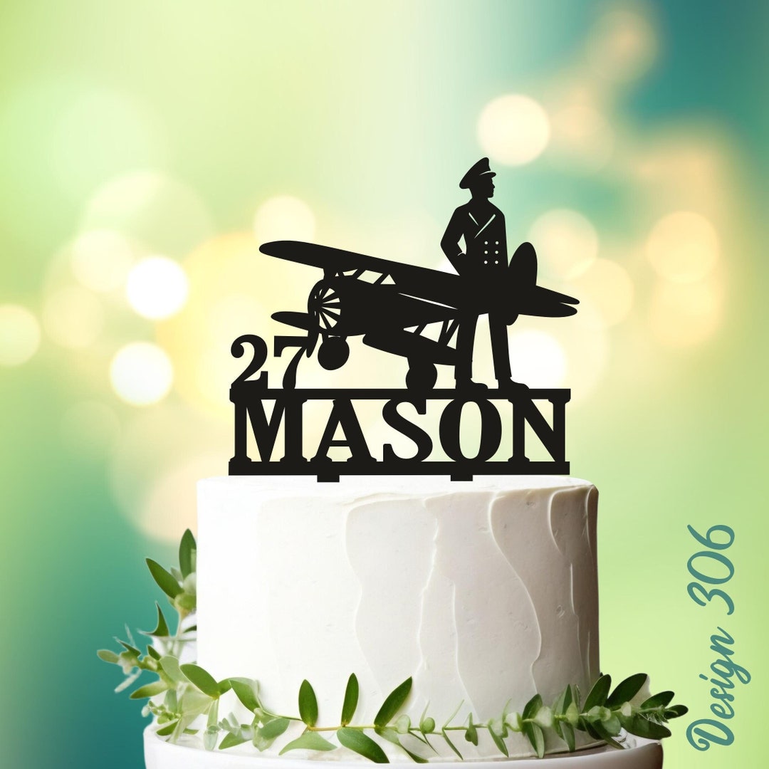 Pilot Birthday Cake Topper,airplane Cake Topper, Travel Cake Topper ...
