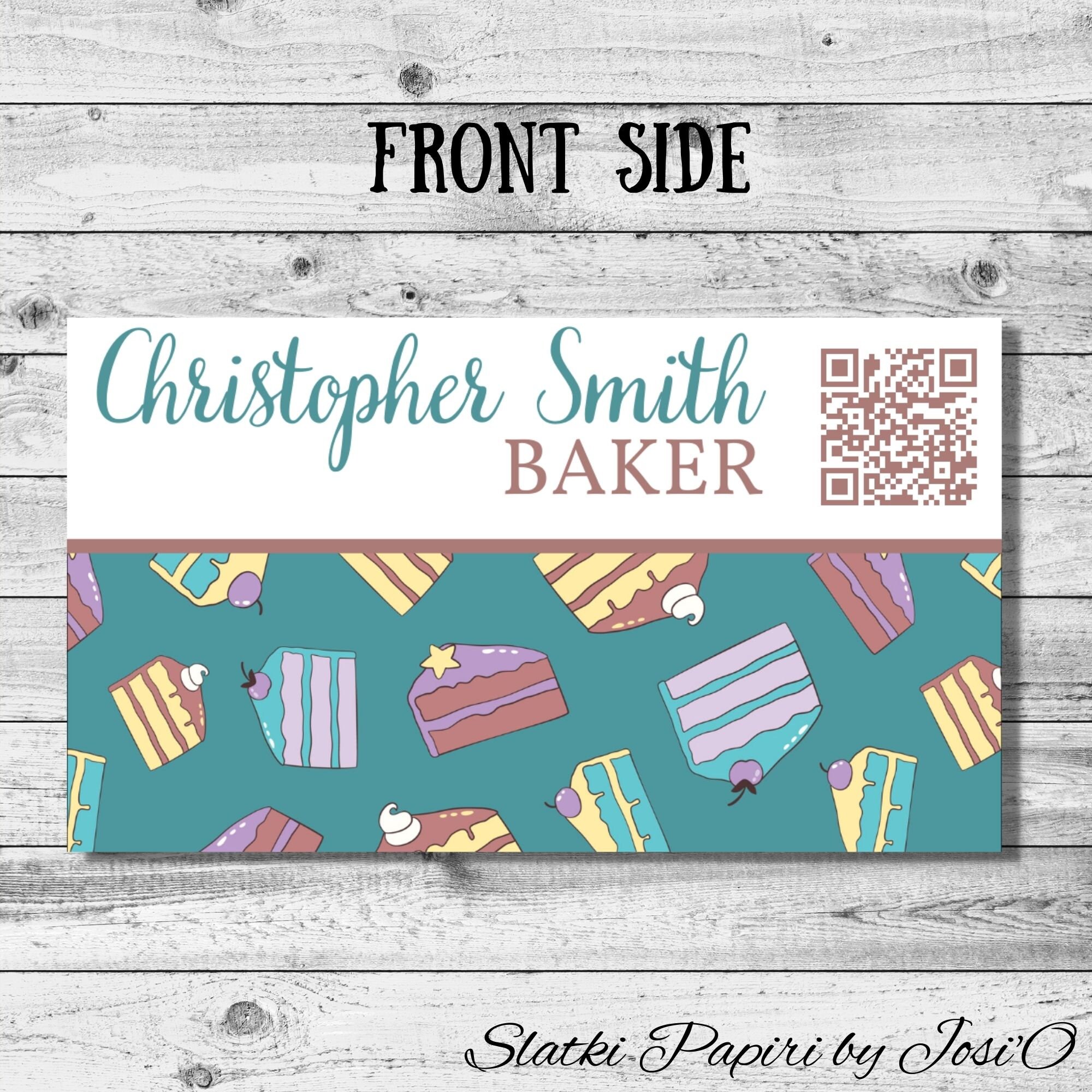 EDITABLE Bakery Business Card Template, Pastry Shop Card, Contact Info ...