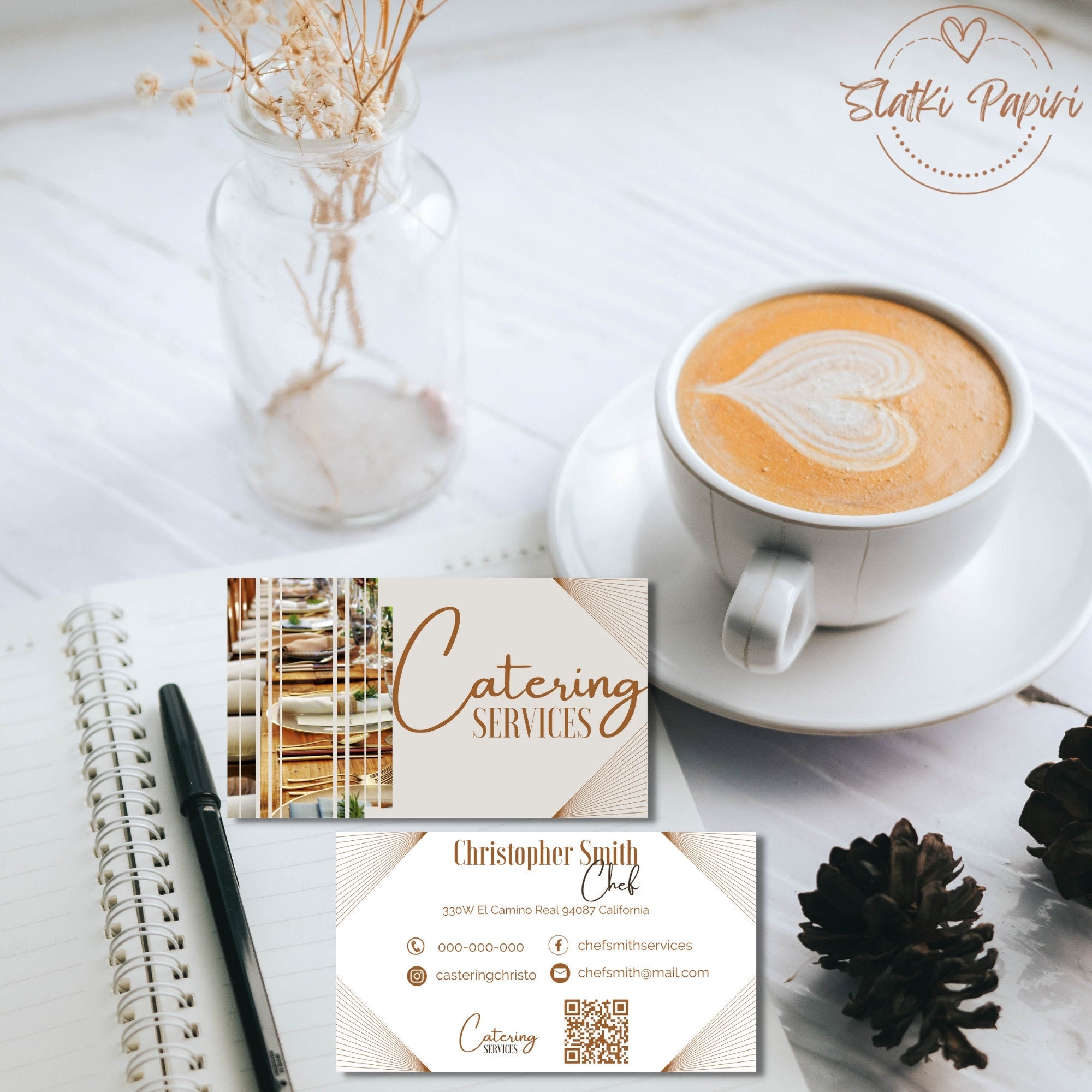 Catering Services Business Card, Sous Chef Card, Contact Info, Editable ...