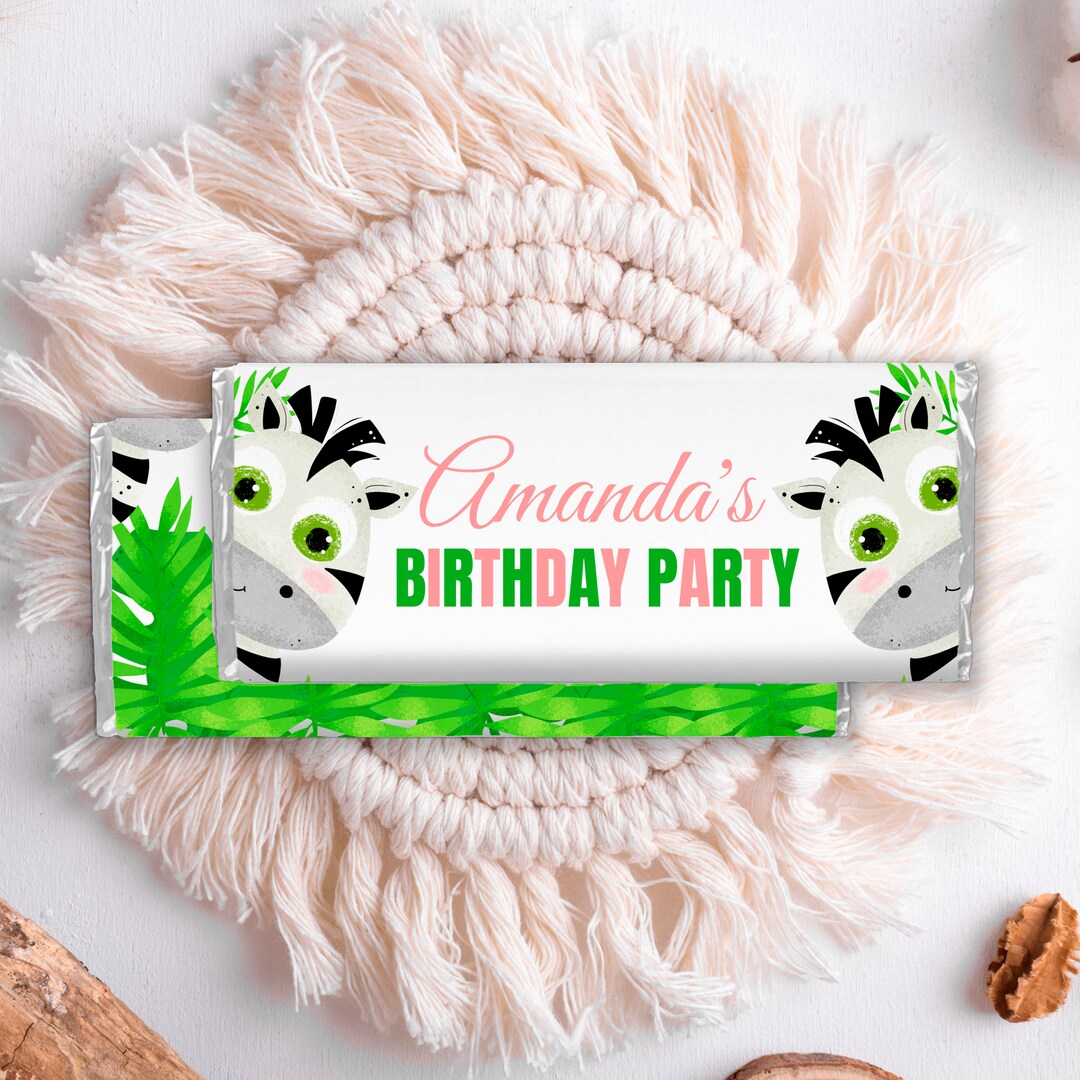 Editable Zebra Chocolate Bar Wrapper Template, Printable Safari Jungle ...