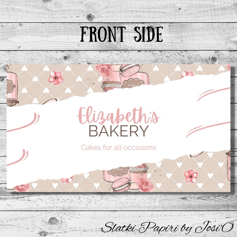 EDITABLE Bakery Business Card Template, Pastry Shop Card, Contact Info ...