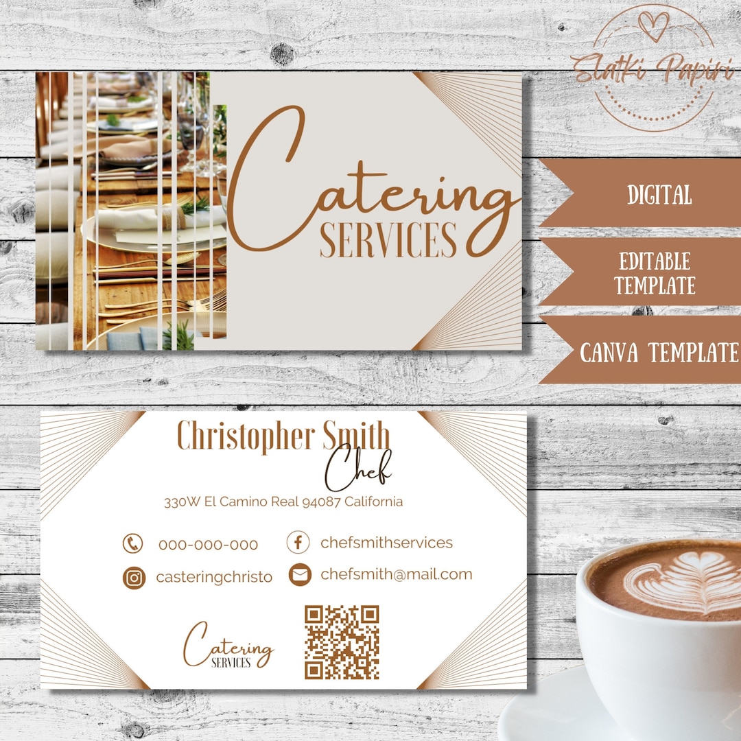 Catering Services Business Card, Sous Chef Card, Contact Info, Editable ...