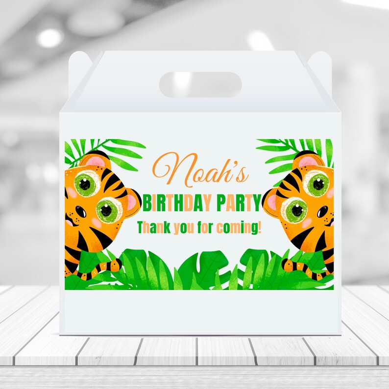 Editable Tiger Party Box Label Template, Safari Treat Box Decor, Jungle ...