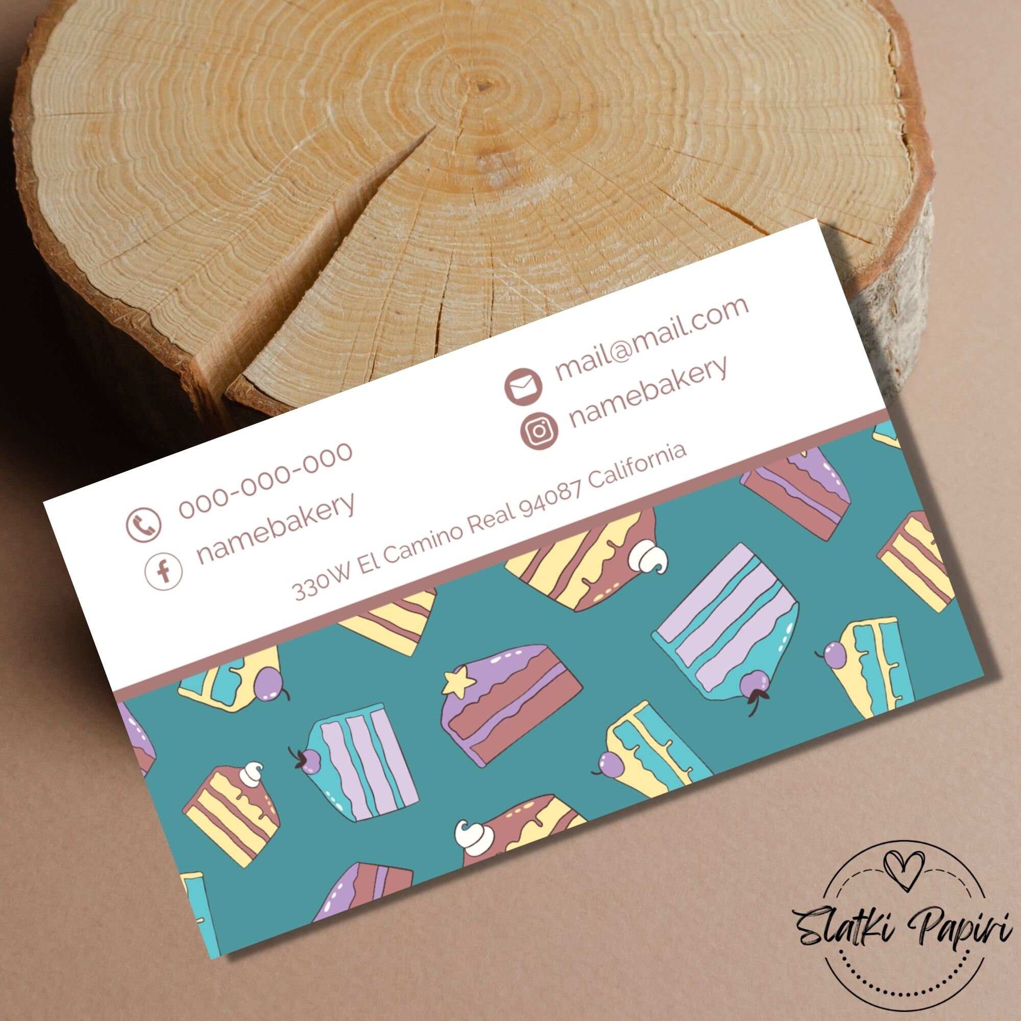 EDITABLE Bakery Business Card Template, Pastry Shop Card, Contact Info ...