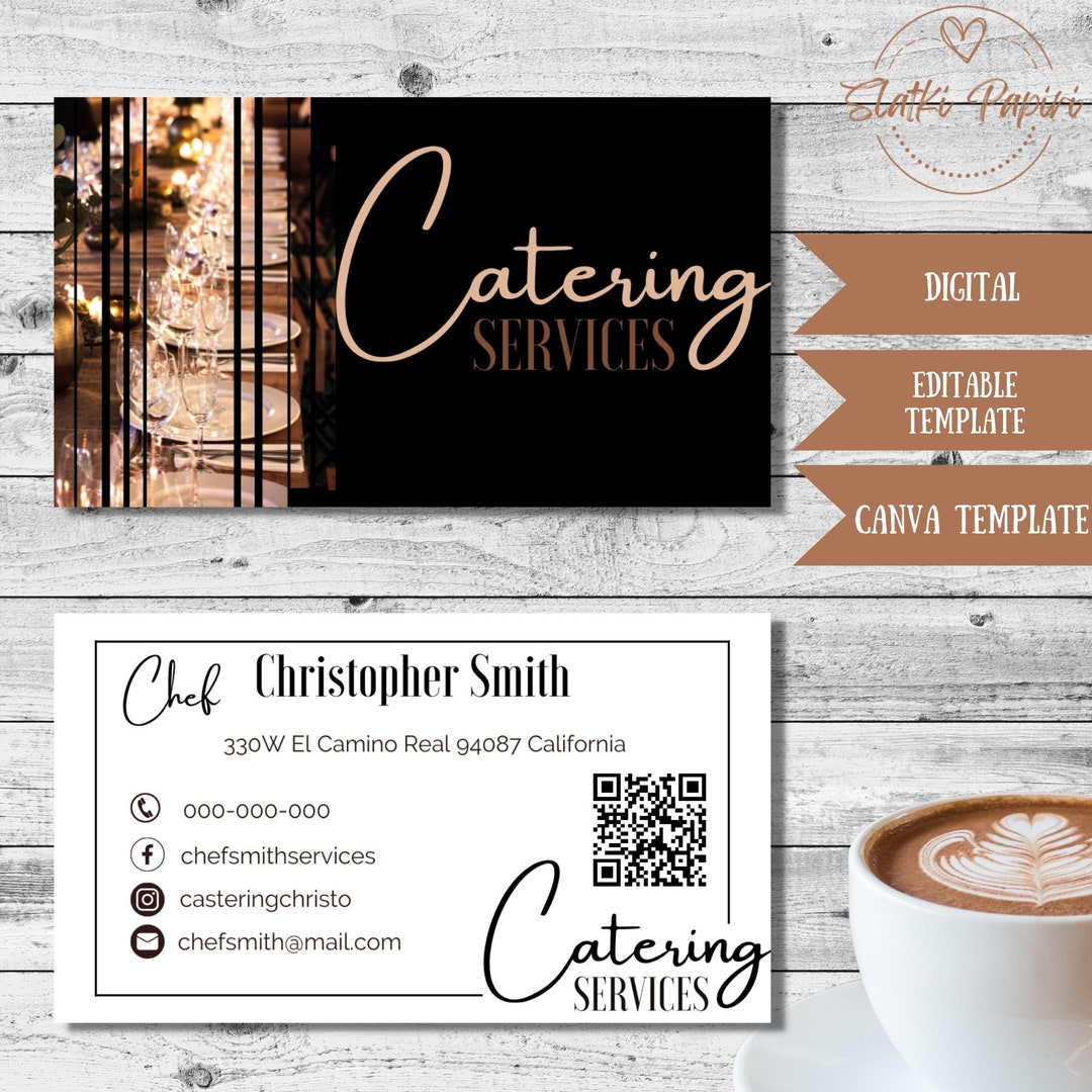 Catering Services Business Card, Sous Chef Card, Contact Info, Editable ...