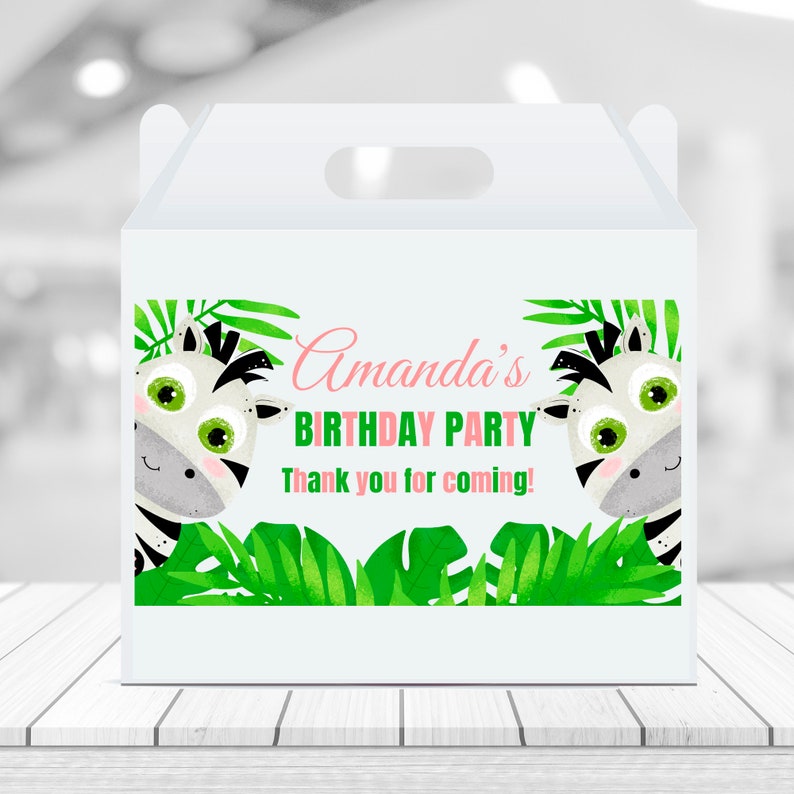 Editable Zebra Party Box Label Template, Safari Treat Box Decor, Jungle ...