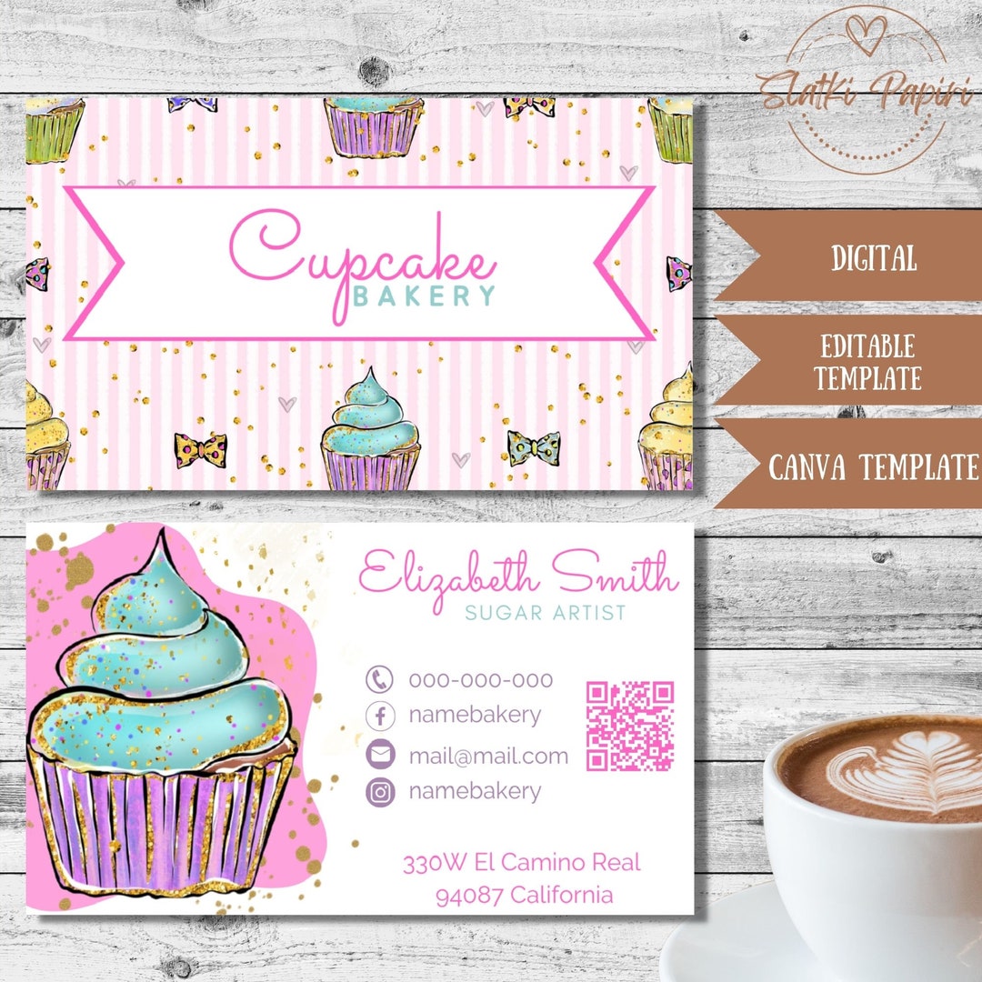 EDITABLE Pastry Chef Card Template, Bakery Shop Card, Contact Info ...