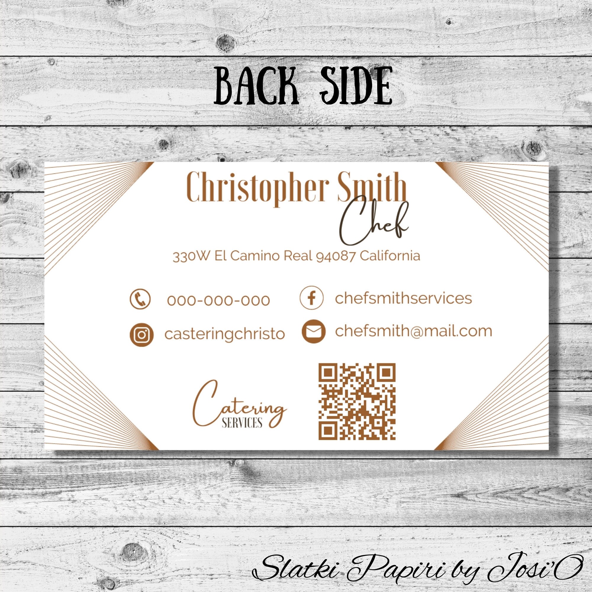 Catering Services Business Card, Sous Chef Card, Contact Info, Editable ...
