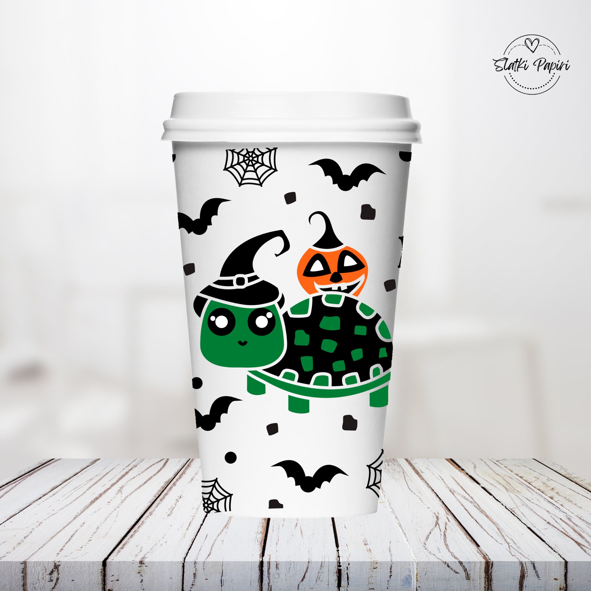 Turtle Witch Hot Cup 16oz Wrap SVG PNG Halloween Cute - Etsy
