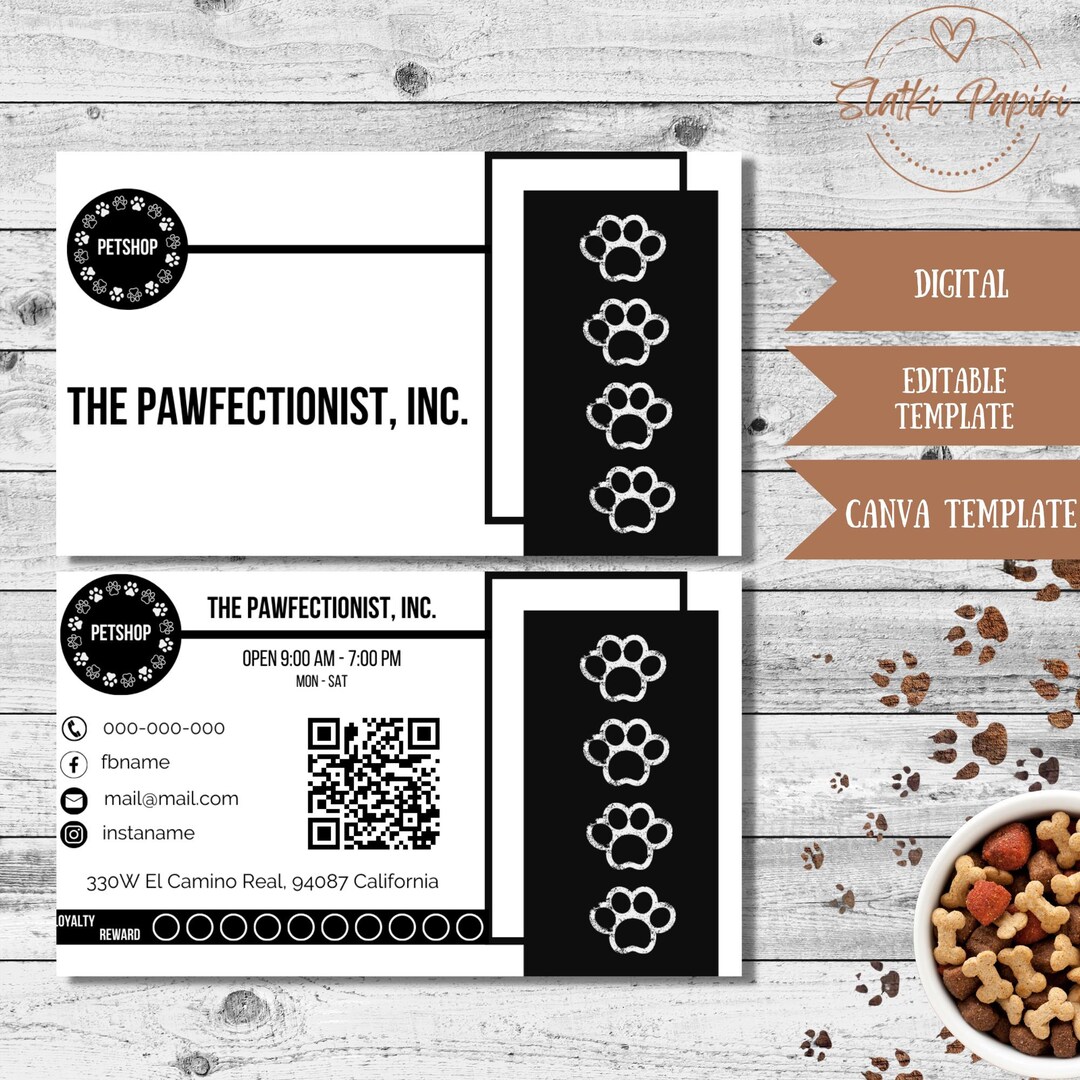Petshop Business Card, Pet Grooming Card, Dog Groomer Contact Info, Pet ...