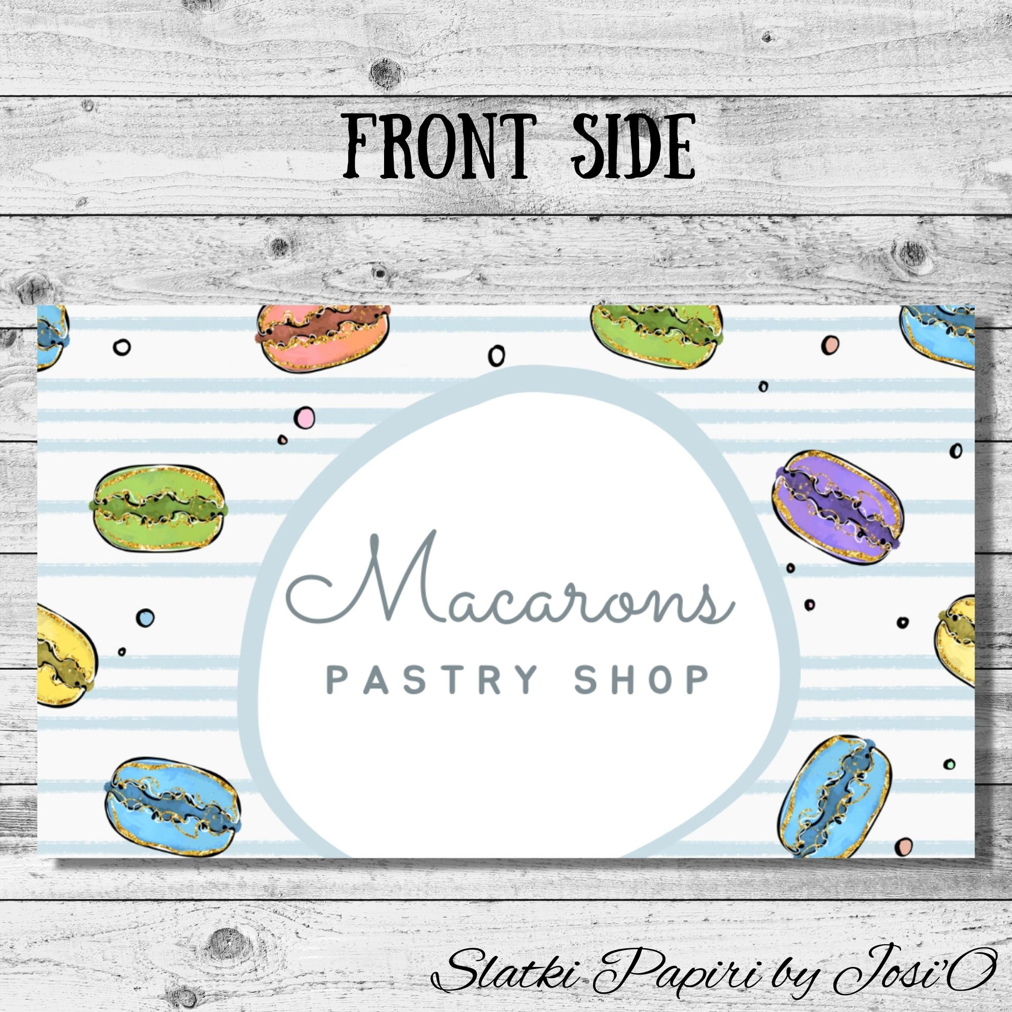 EDITABLE Macarons Card Template, Bakery Shop Card, Contact Info, Bakery ...