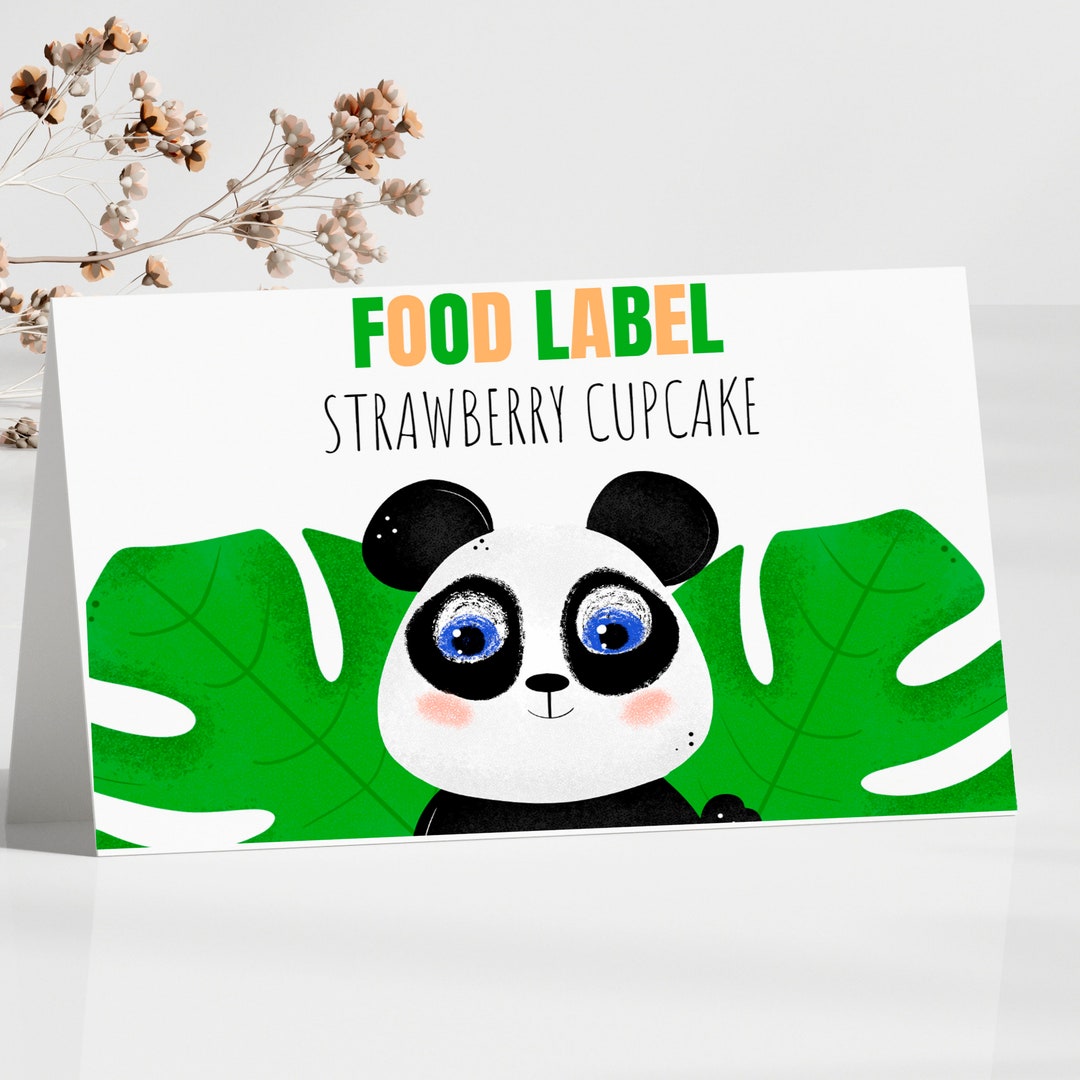 Editable Panda Food Tent Template, Printable Buffet Card, Customizable ...