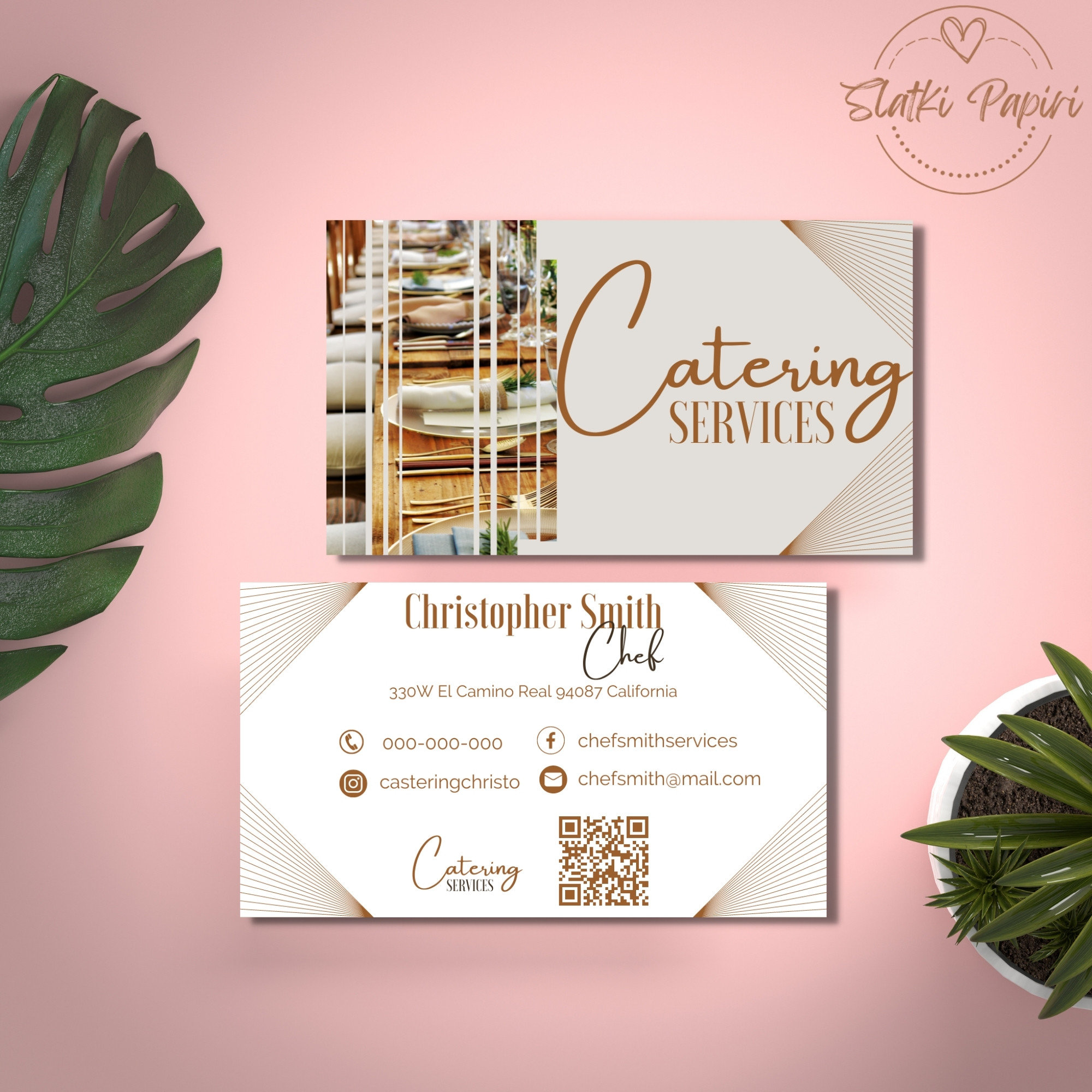 Catering Services Business Card, Sous Chef Card, Contact Info, Editable ...