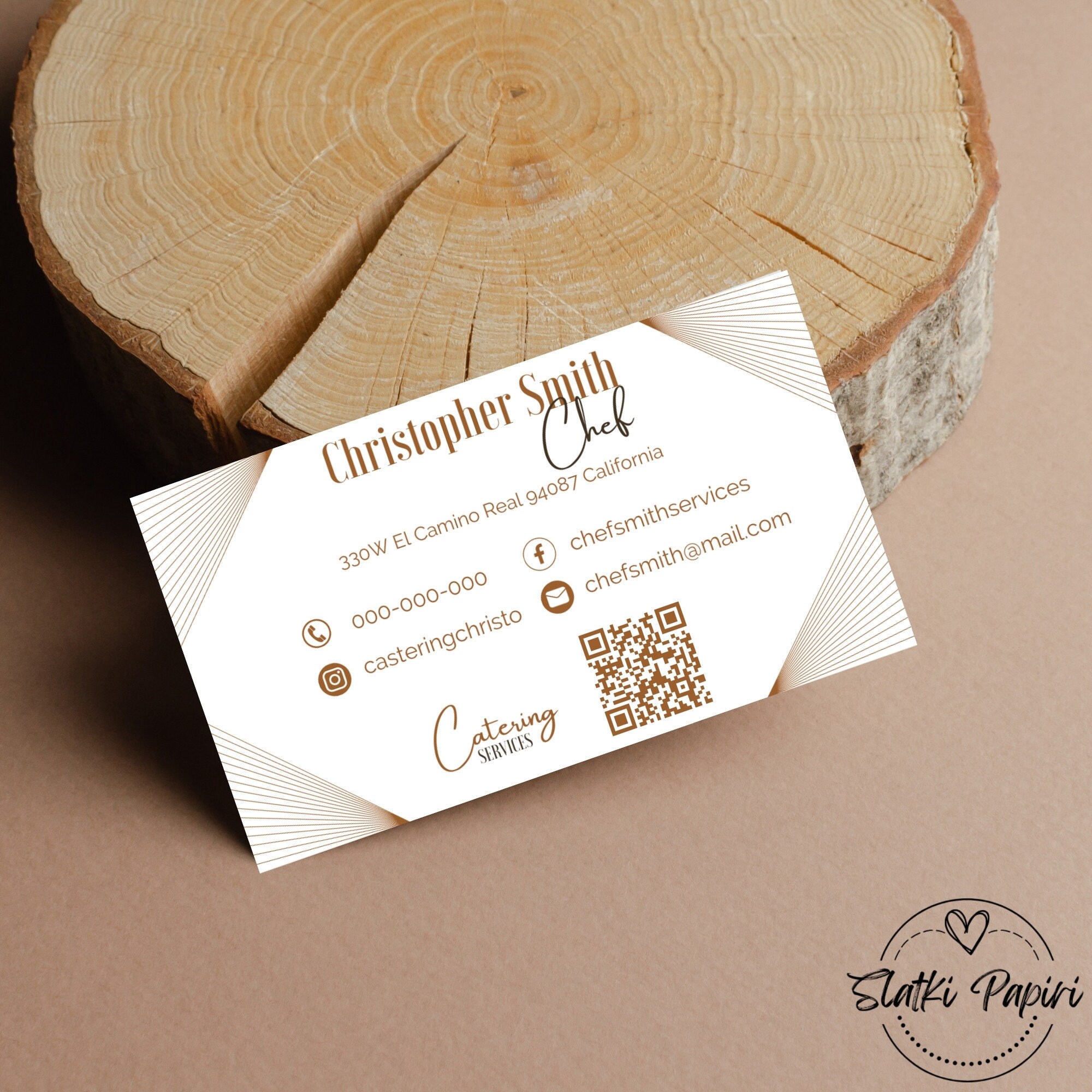 Catering Services Business Card, Sous Chef Card, Contact Info, Editable ...