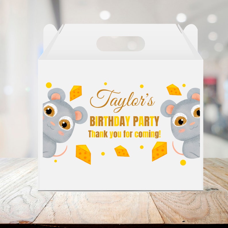 Editable Mouse Party Box Label Template, Cheese Treat Box Decor, Cute ...