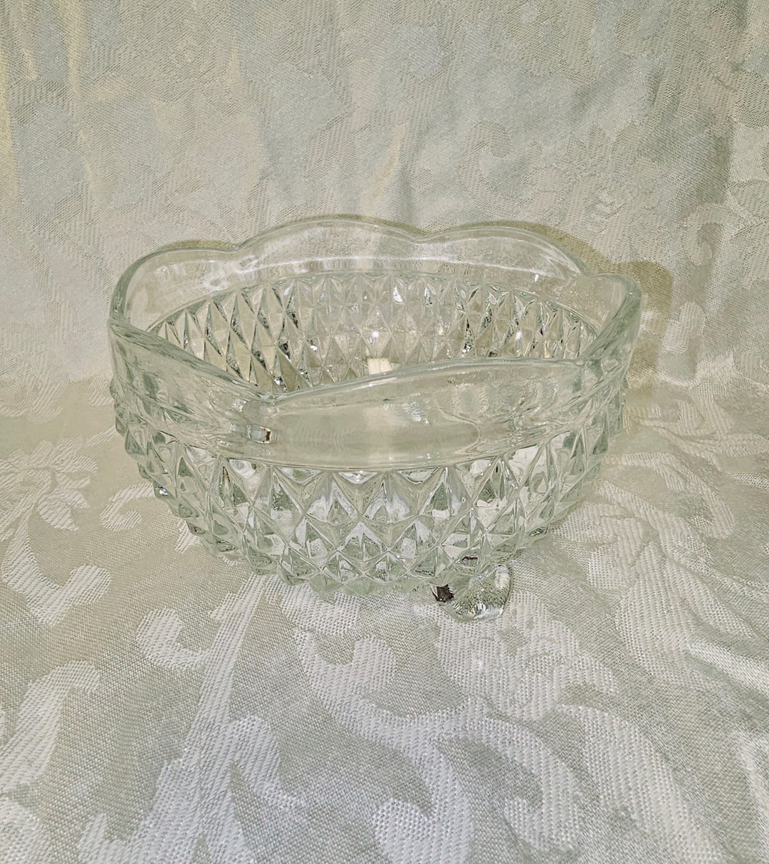 Rare Vintage Indiana Glass Diamond Point Pattern Bon Bon - Etsy