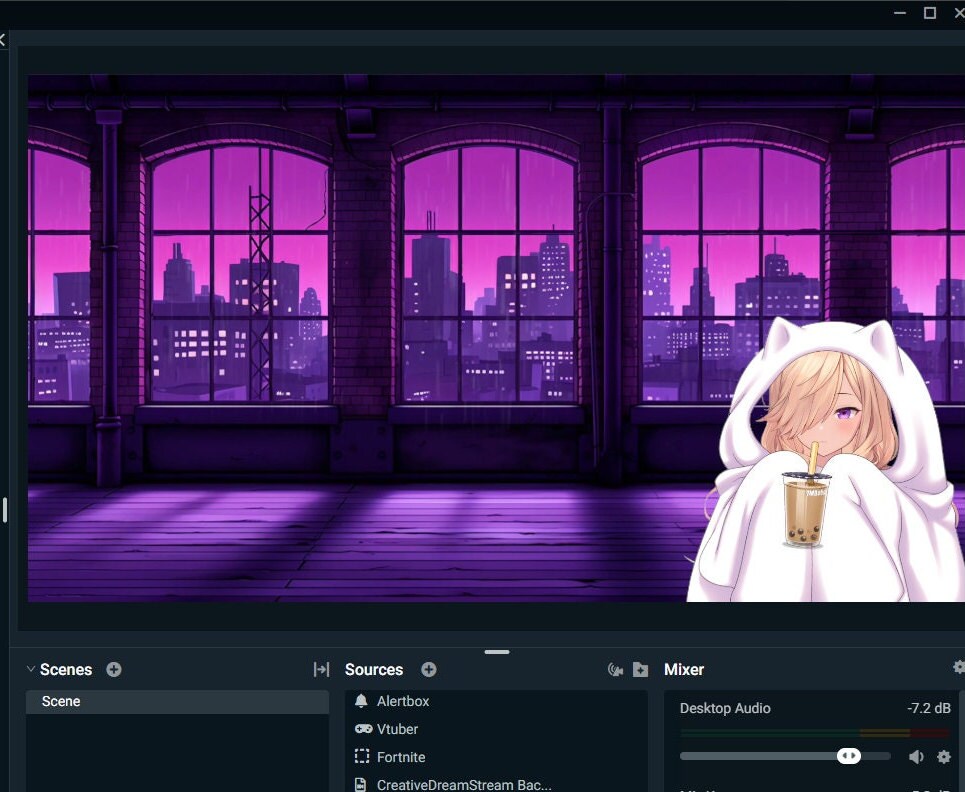 Animated Streaming Backdrop Purple Rainy Twitch Vtuber - Etsy