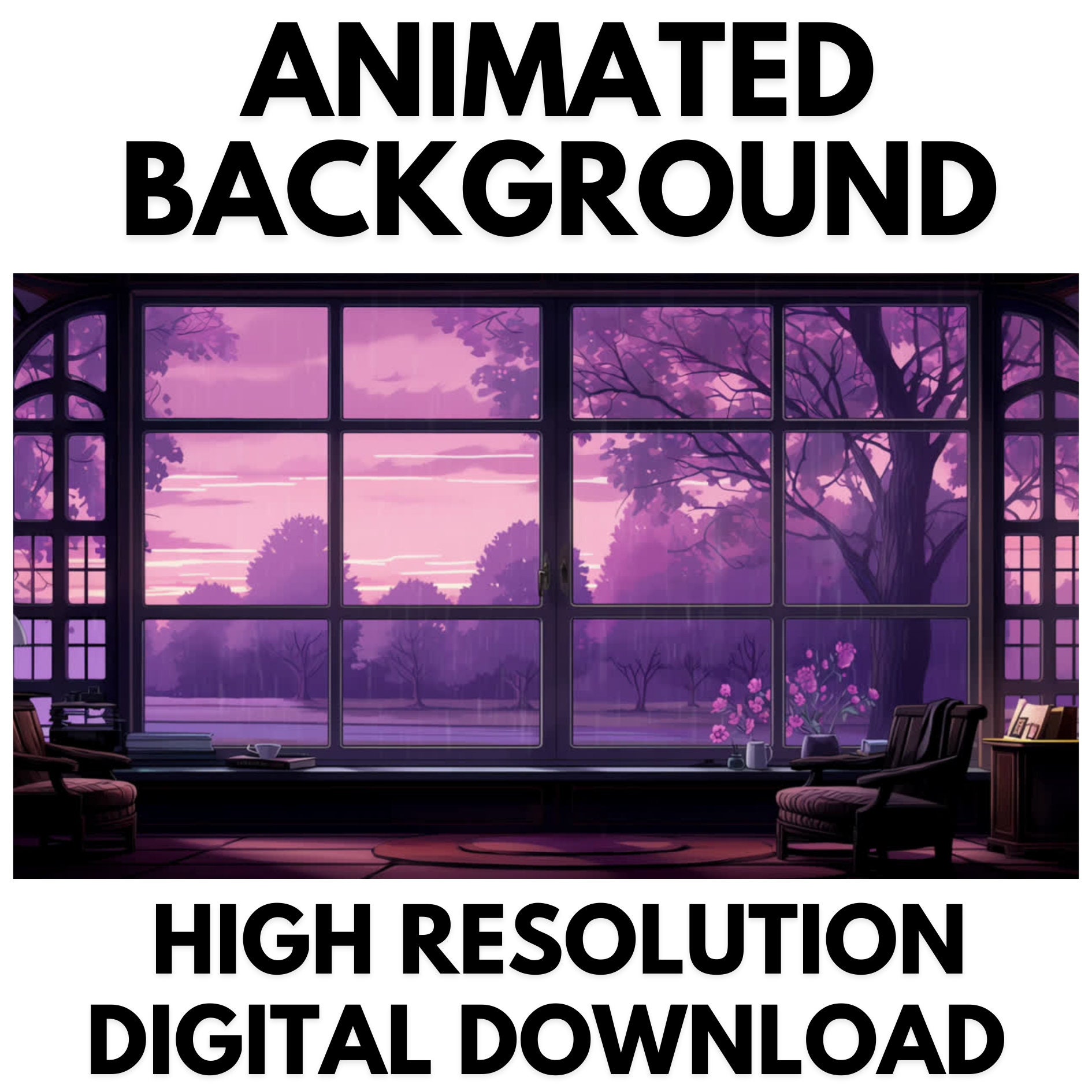 Animated Vtuber Stream Backdrop Relaxing Calm Theme With Rain MP4 ...