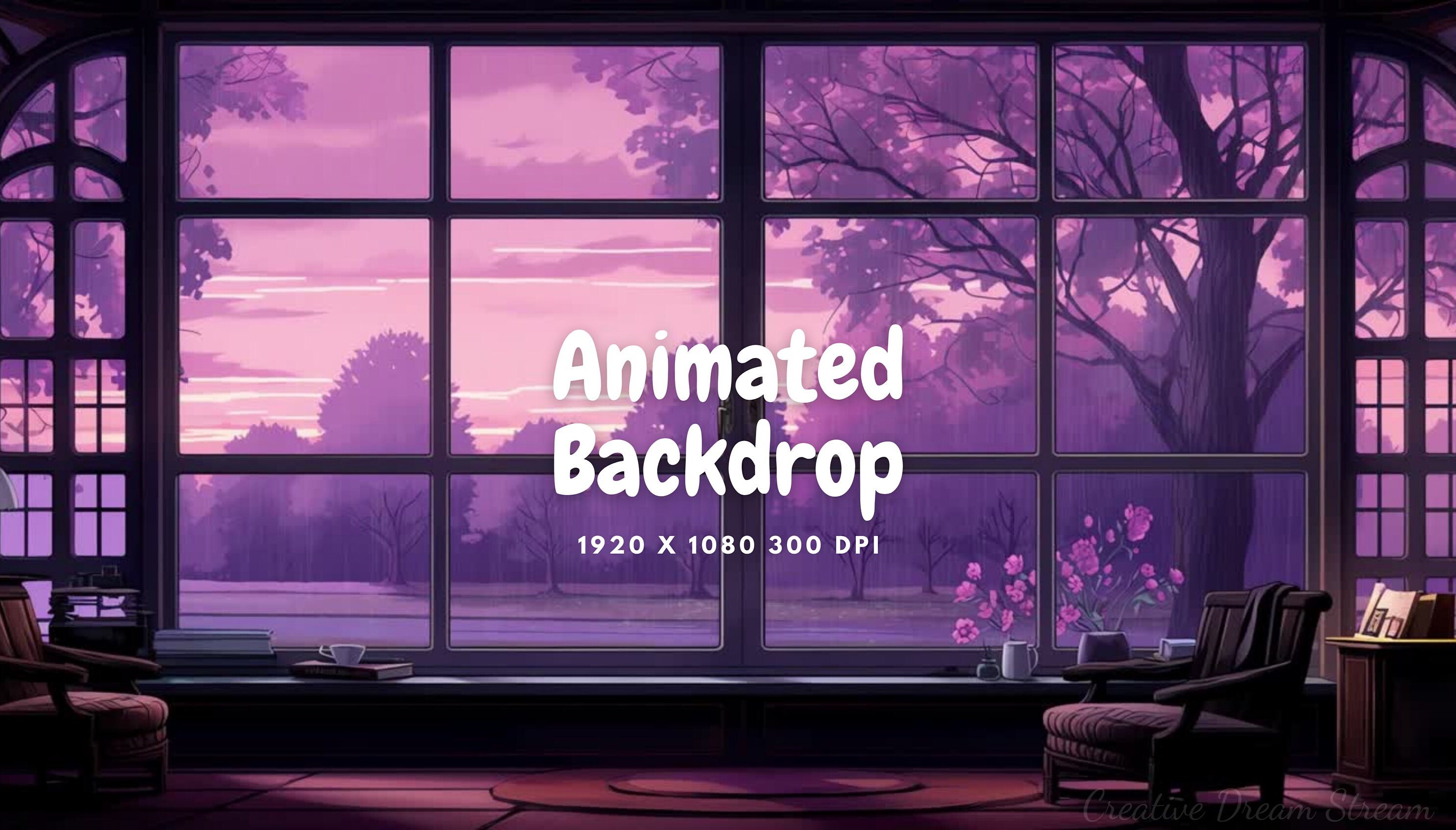 Animated Vtuber Stream Backdrop Relaxing Calm Theme With Rain MP4 ...
