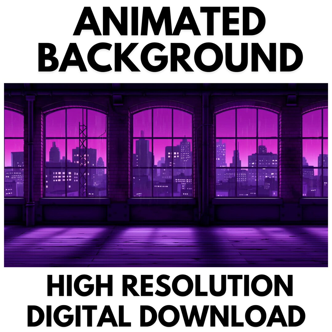 Animated Streaming Backdrop | Purple Rainy | Twitch Vtuber Background ...