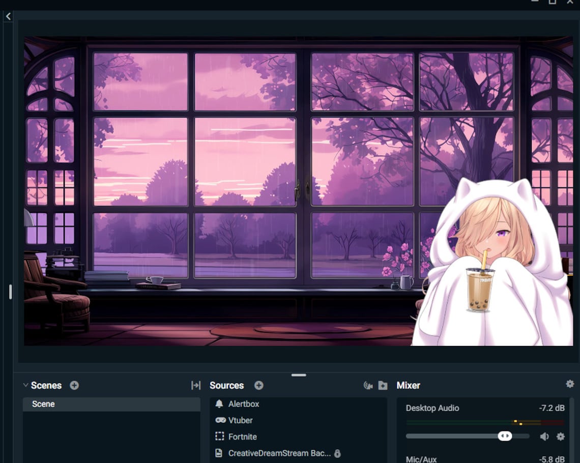 Animated Vtuber Stream Backdrop Relaxing Calm Theme With Rain MP4 ...