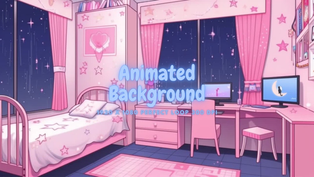 Animated Background Cozy Bedroom Digital Art Twitch Stream Overlay - Etsy
