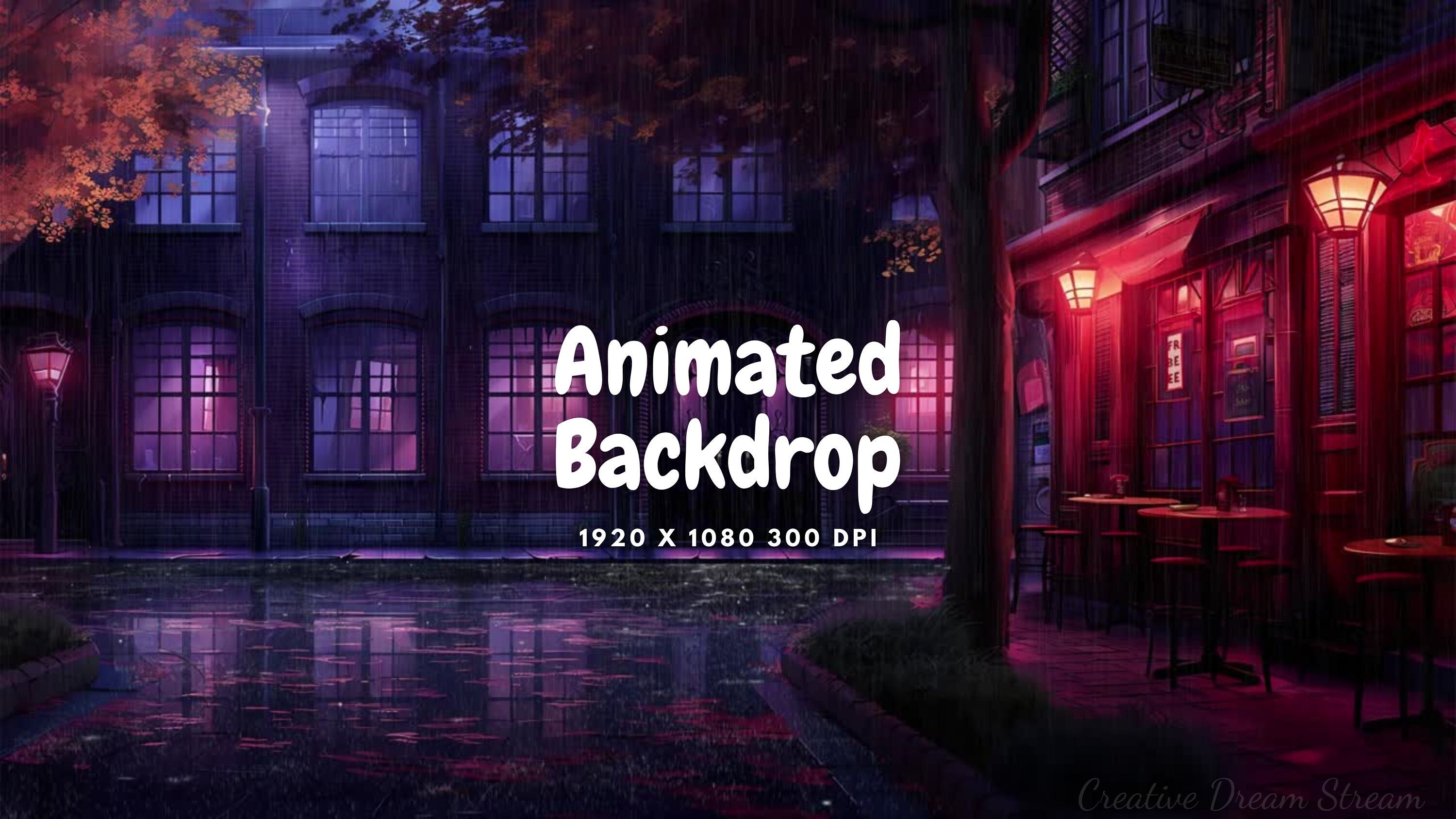 Animated Streaming Backdrop Rainy Streets Twitch Youtube Vtuber ...