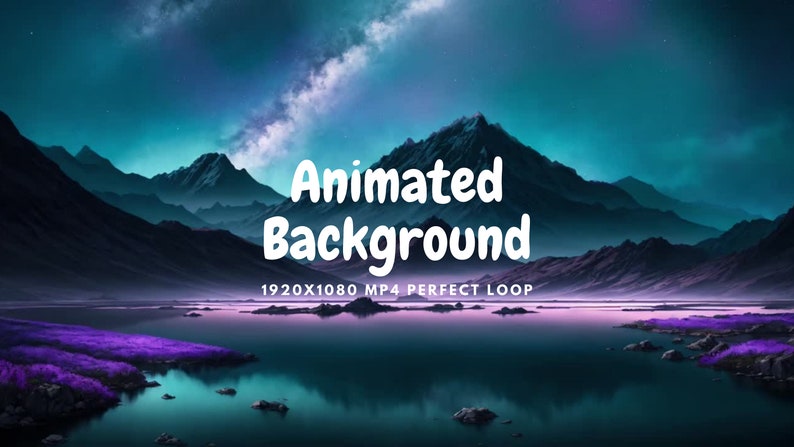 Animated Background Galaxy Scene Space Theme Digital Art Mountain ...