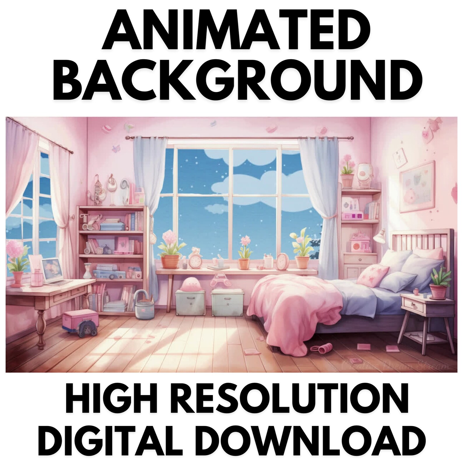 Animated Background Serene Slumber Pastel Bedroom Digital Art Twitch ...