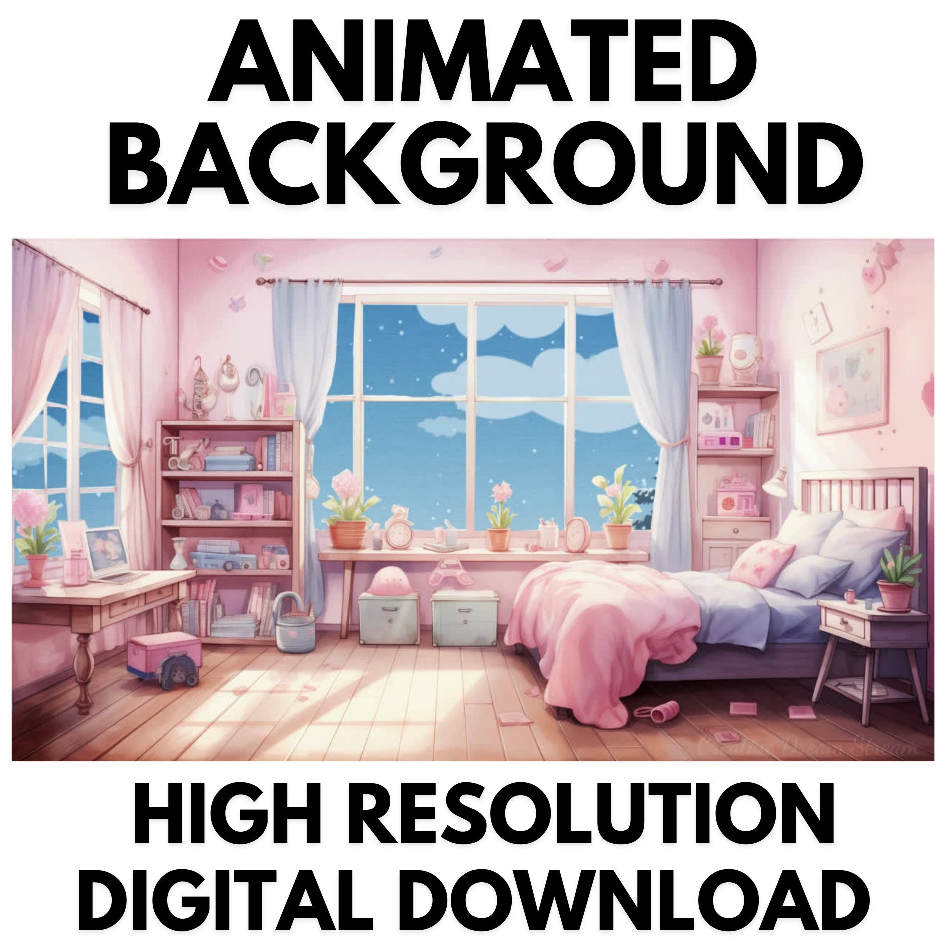 Animated Background Serene Slumber Pastel Bedroom Digital Art Twitch ...