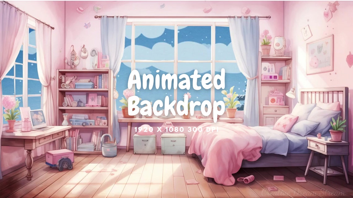 Animated Background Serene Slumber Pastel Bedroom Digital Art Twitch ...