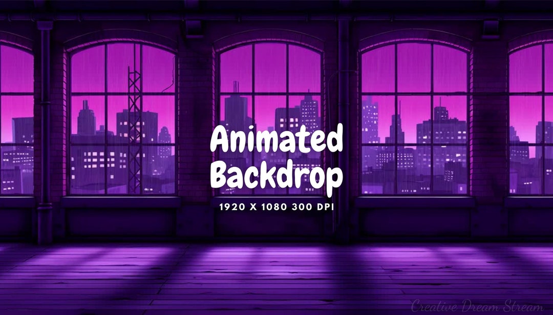 Animated Streaming Backdrop Purple Rainy Twitch Vtuber - Etsy