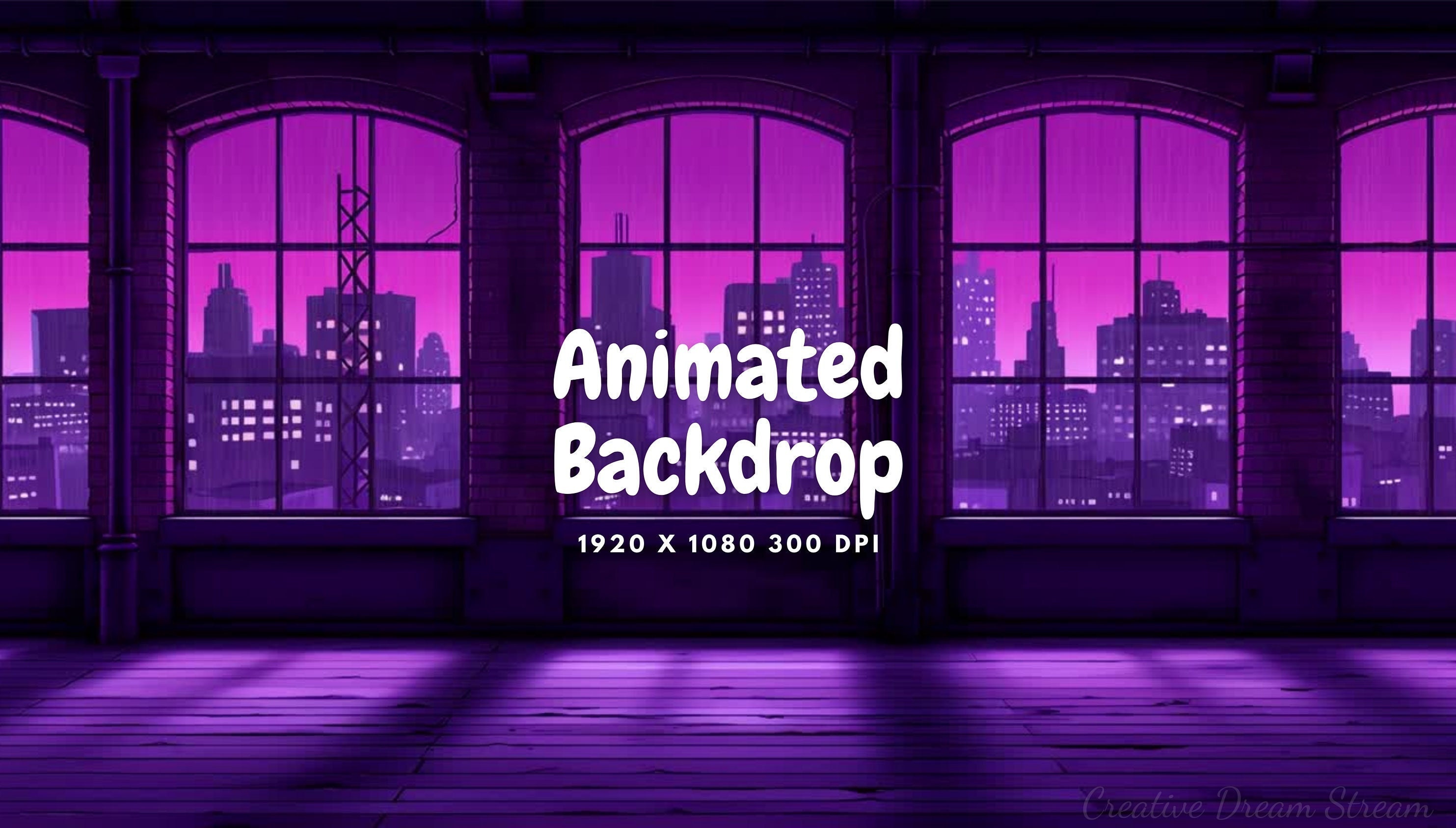 Animated Streaming Backdrop Purple Rainy Twitch Vtuber - Etsy