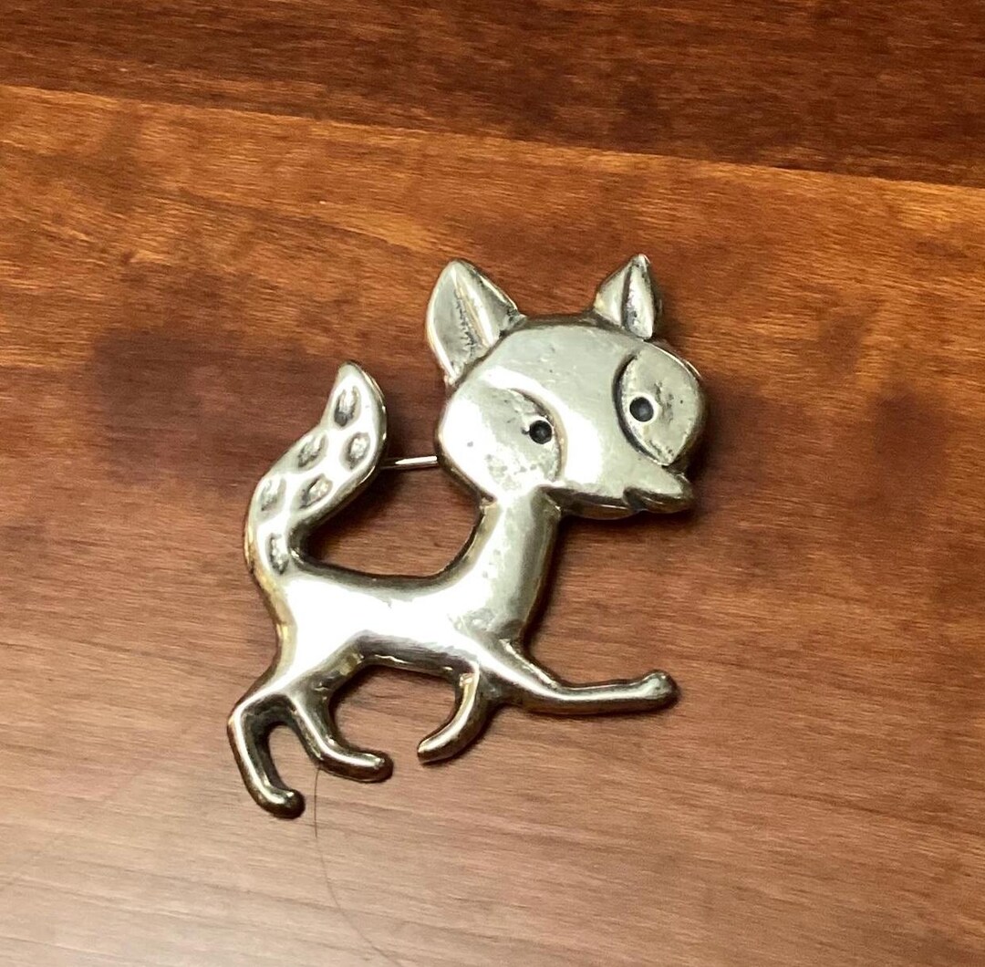 Vintage Sterling Silver Charming Fox Brooch Pin - Etsy