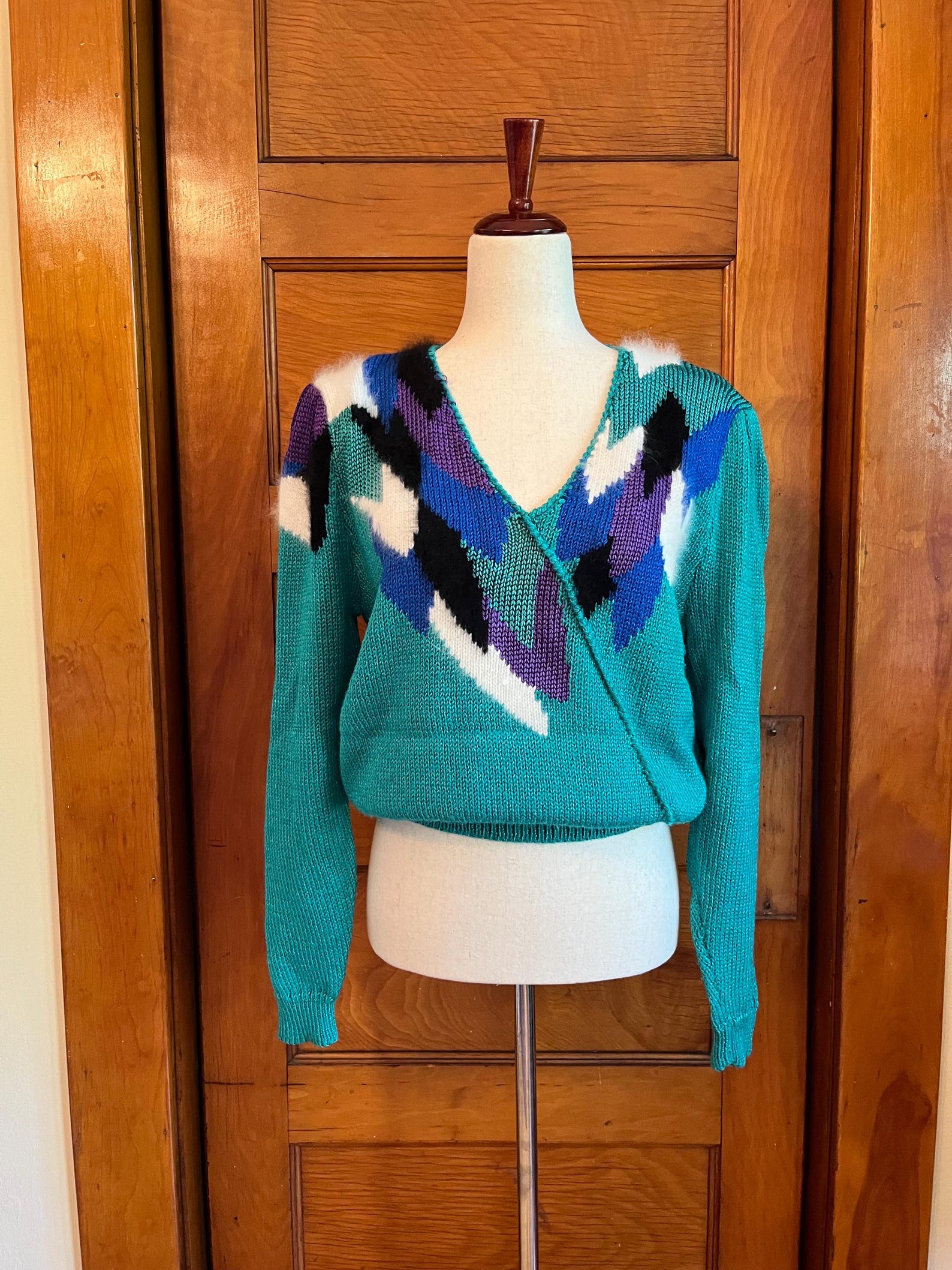 80s Teal Sweater With Angora Accents by Knit Concepts - Etsy