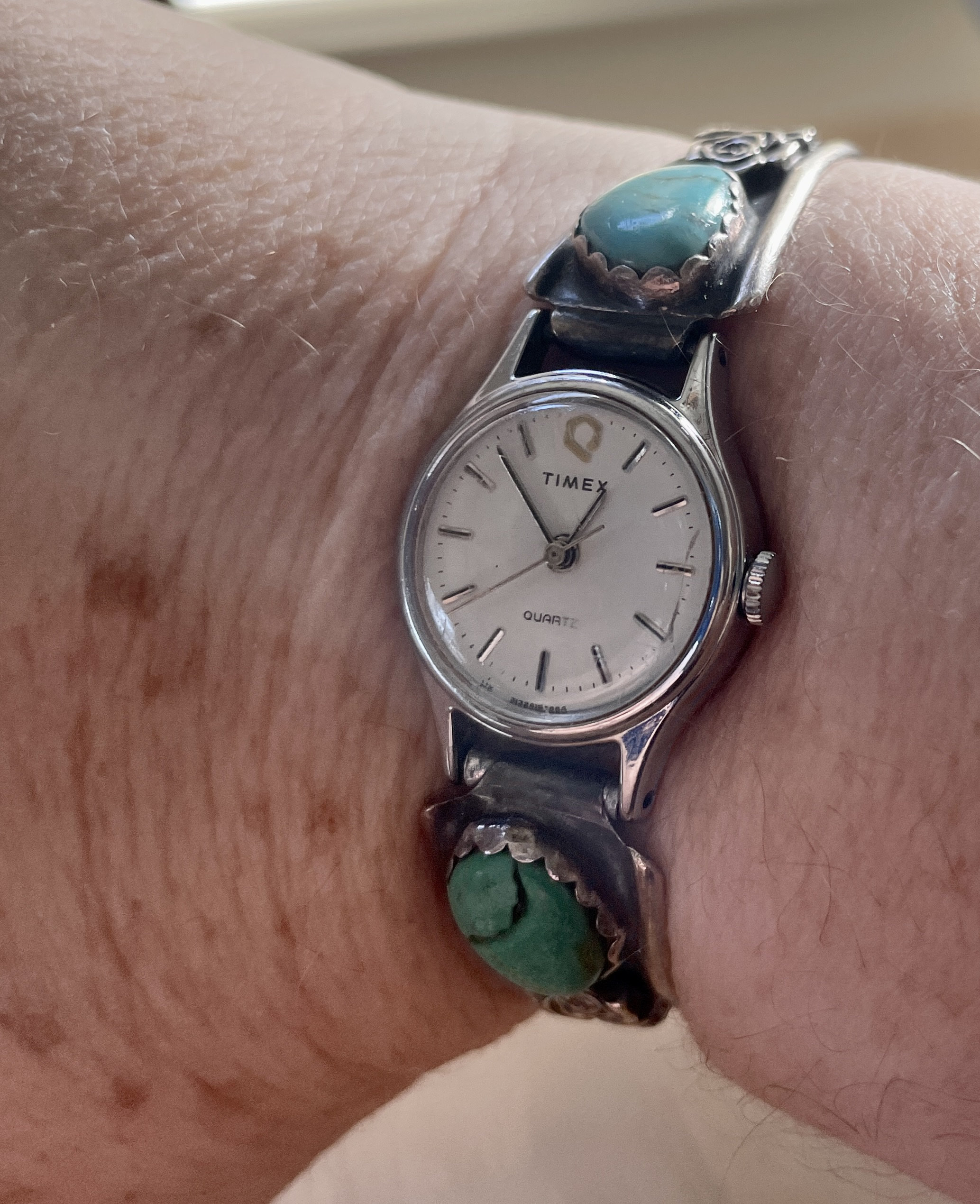 Vintage Turquoise Silver Native American Watch Band Stretch W/ - Etsy