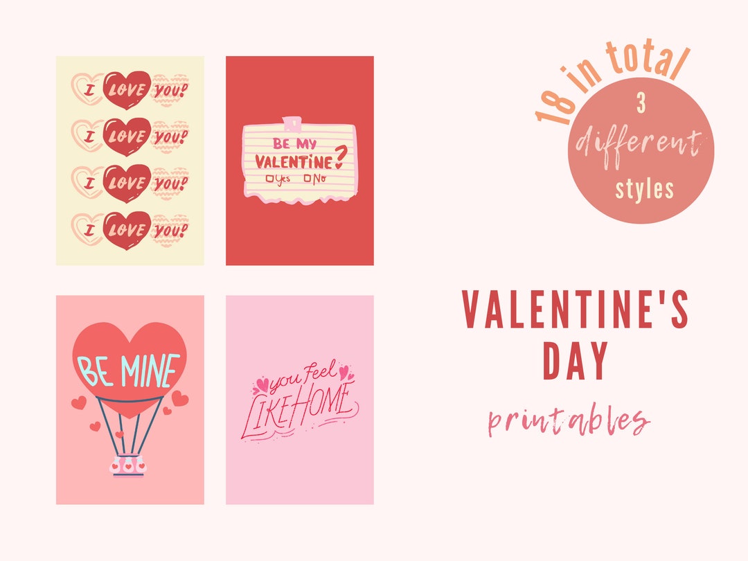 Valentines Day Printable Cards - Etsy