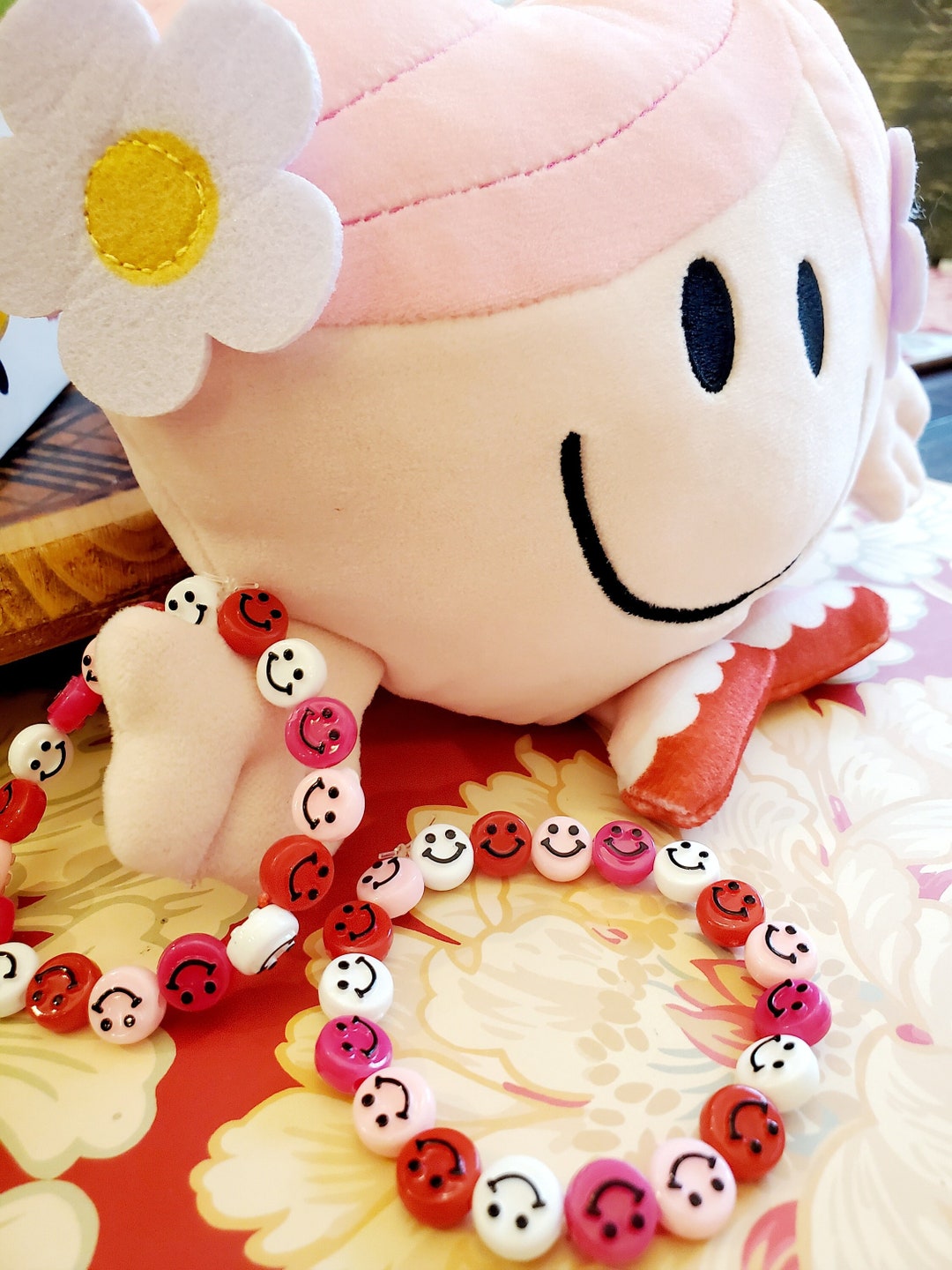 Little Miss Hugs Happy Hearts Smiley Face Preppy Friendship Beaded ...