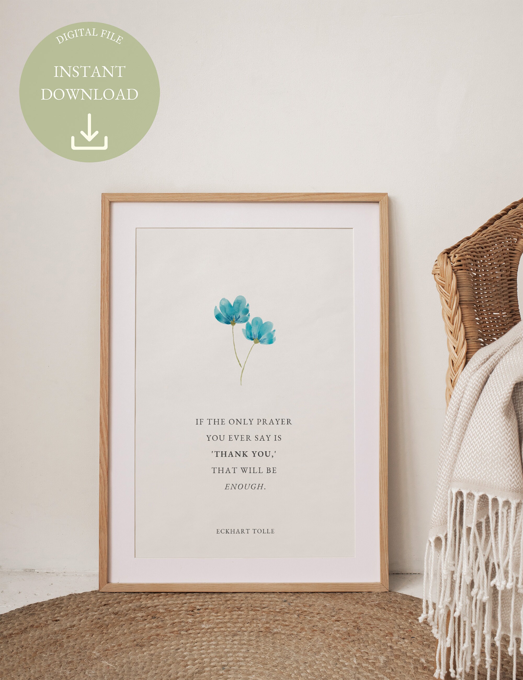 Eckhart Tolle Quote Print: Thank You, Positive Affirmation (digital ...