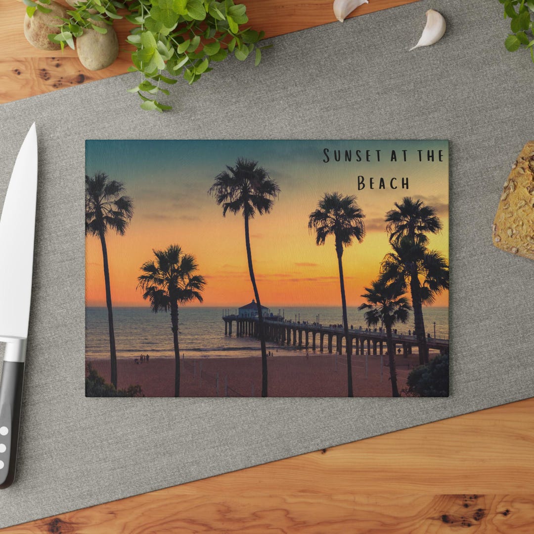 Glass Cutting Board - Sunset at the Beach Kitchen Decor, Beach Lover ...