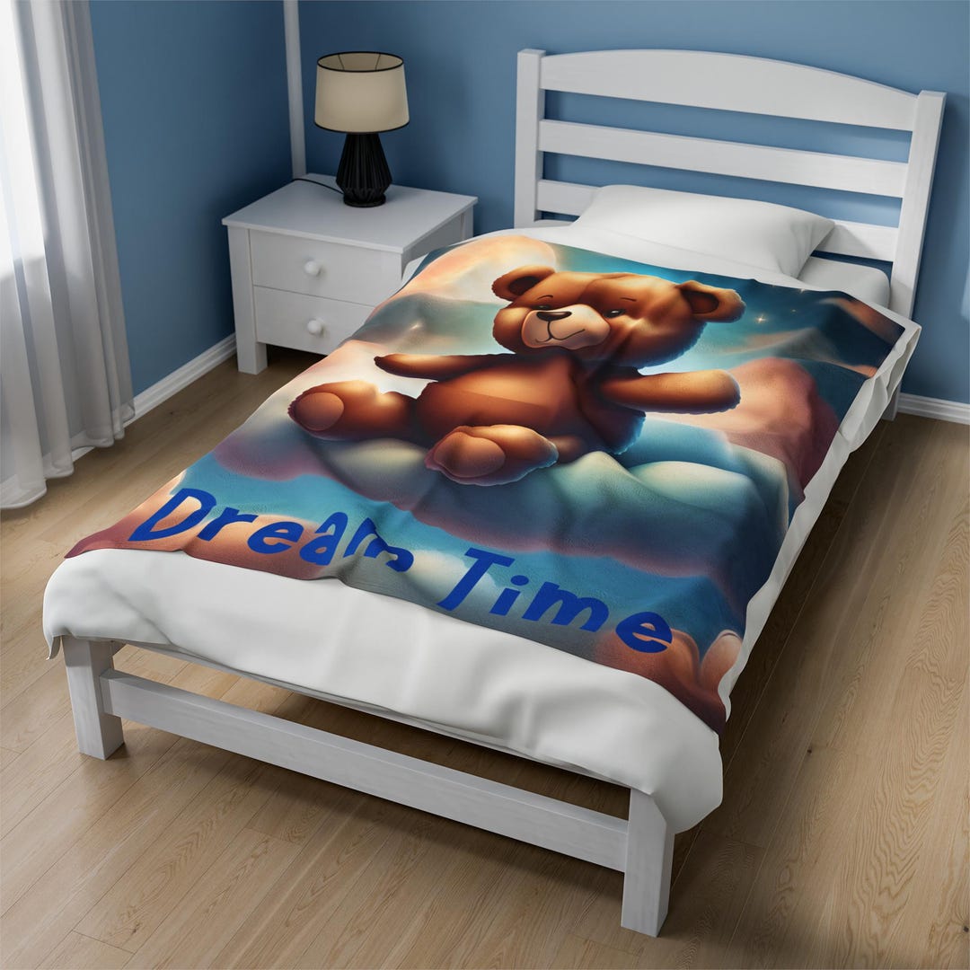 Plush Blanket, Teddy Bear Dream Time Throw, Kids Bedroom Decor, Cozy ...