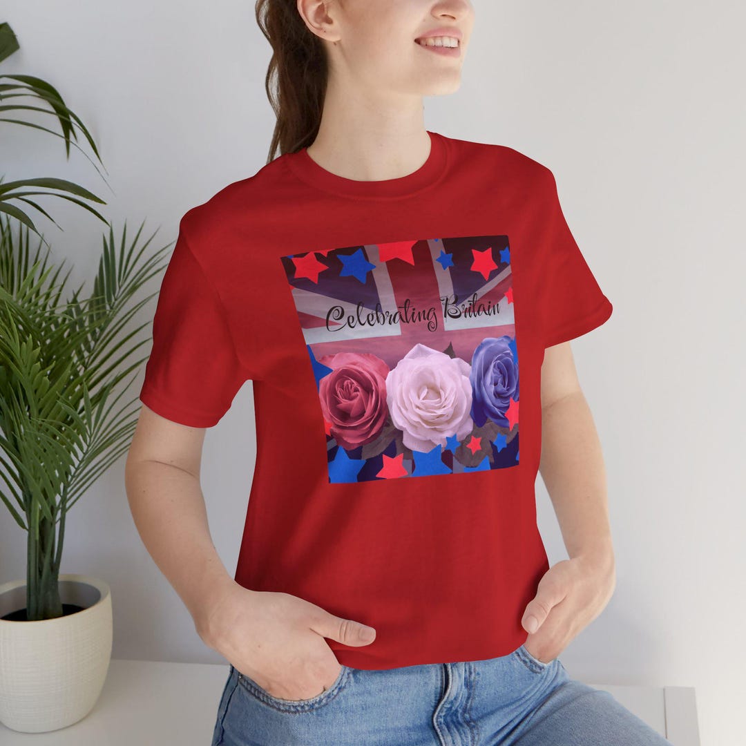 British Flag With Roses Unisex Tee, Union Jack Patriotic Shirt, Red ...