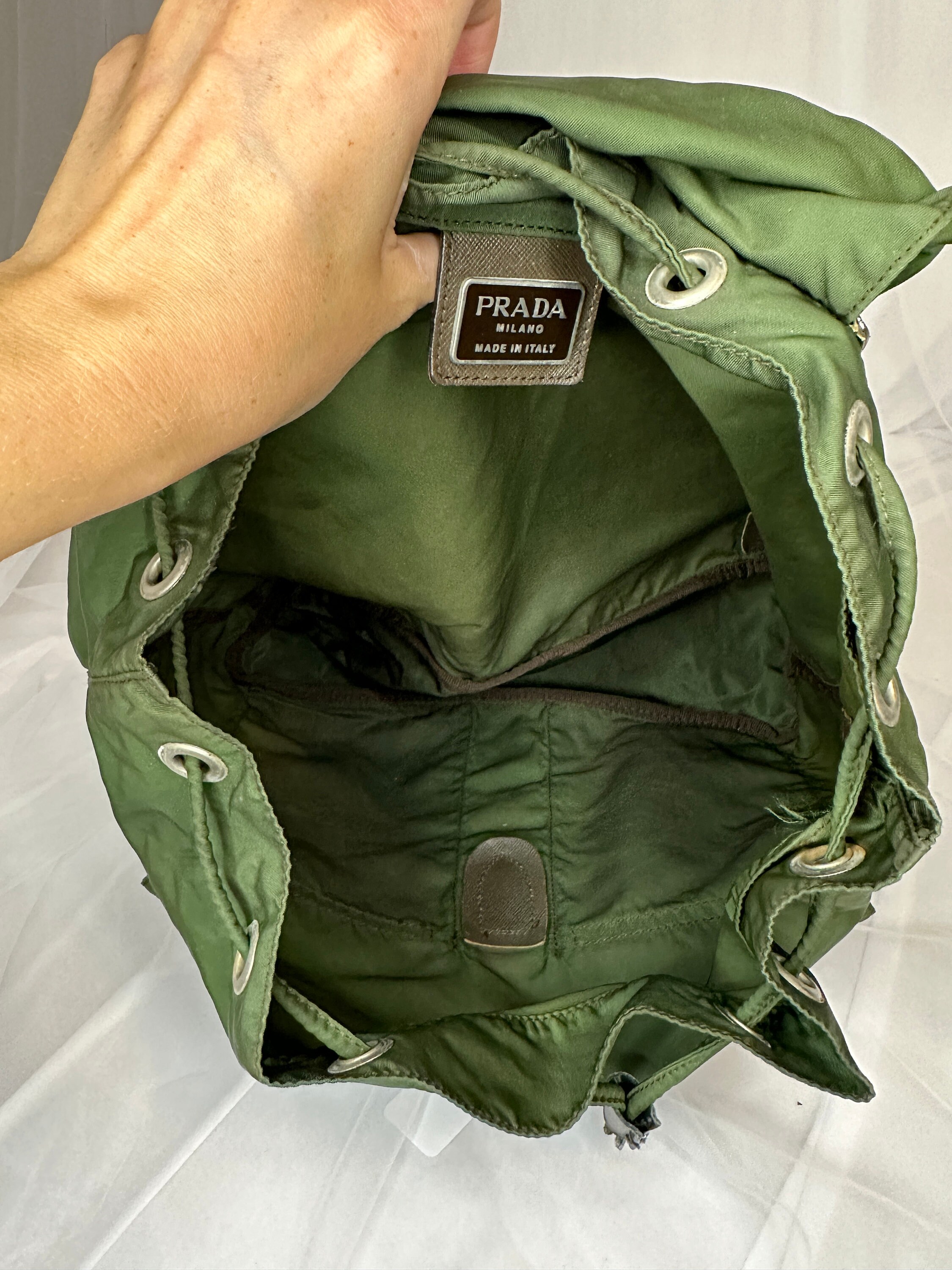 Authentic Prada Vintage Backpack in Army Green Canvas - Etsy